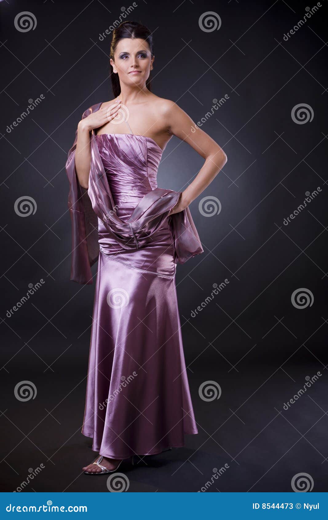 Woman in Evening Dress with Stole Stock Image - Image of clothing ...