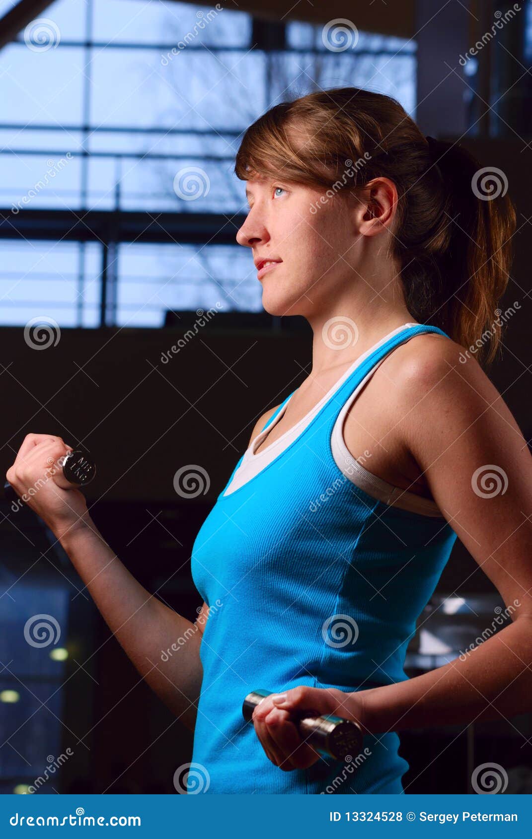Woman in evening gym stock photo. Image of cheerful, active - 13324528