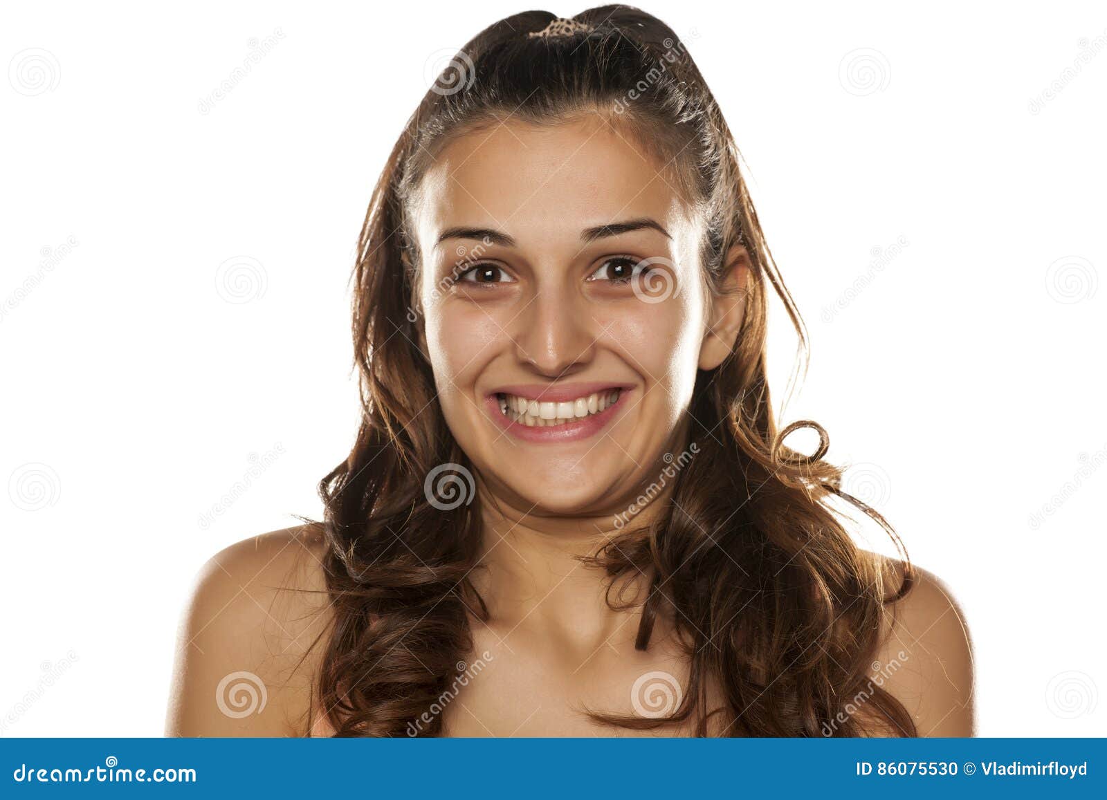 Woman with Exaggerated Smile Stock Photo - Image of fake, woman: 86075530