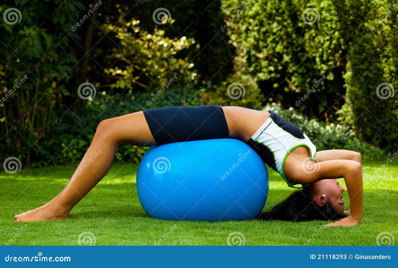 Woman with exercise ball stock image. Image of relaxed - 21118293