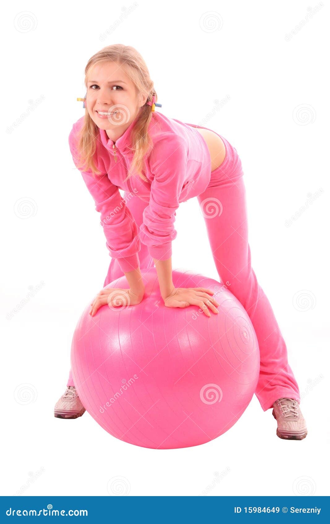 Woman with Exercise Ball Isolated Stock Image - Image of diet ...