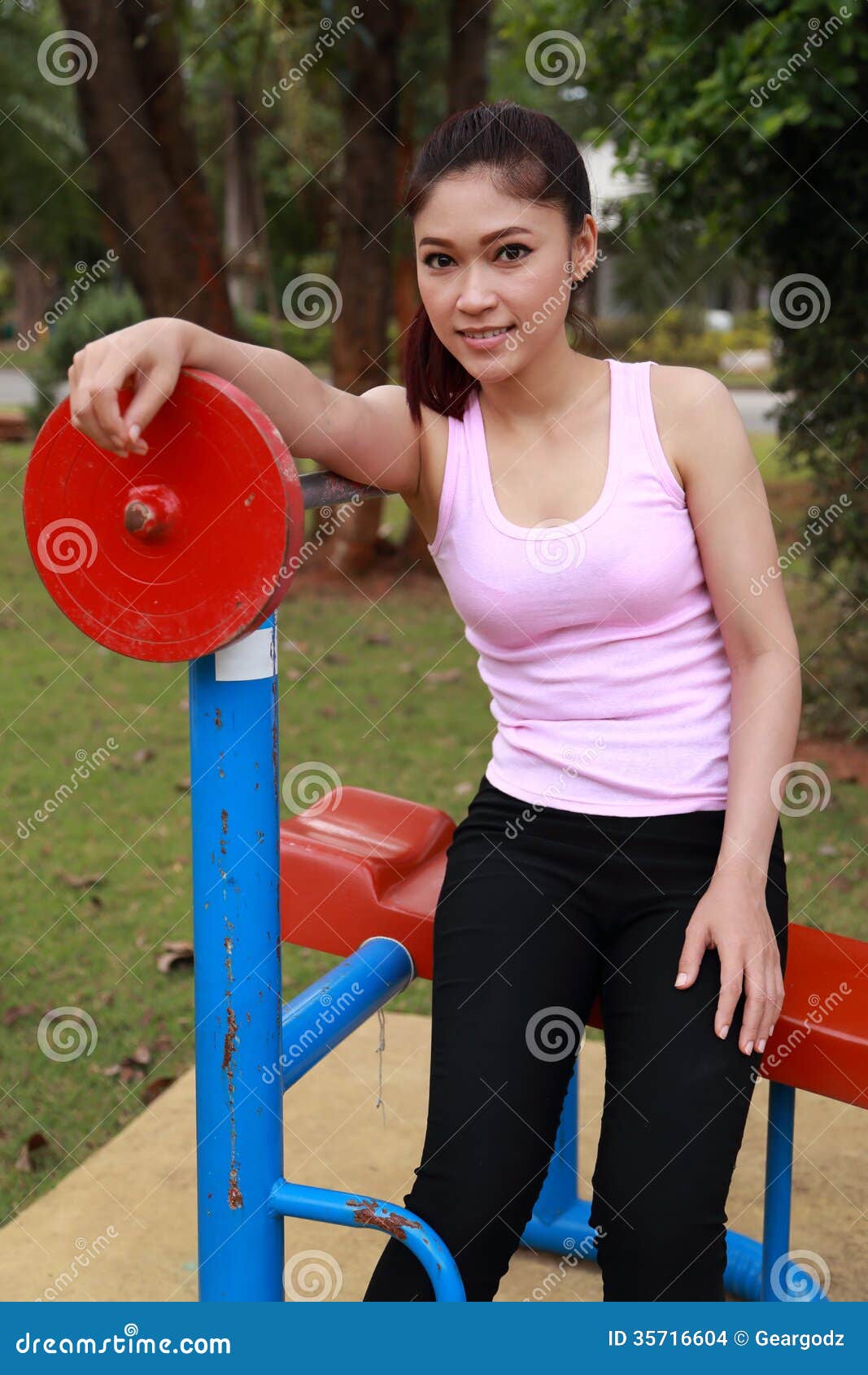 Woman with Exercise Equipment in the Park Stock Photo - Image of ...