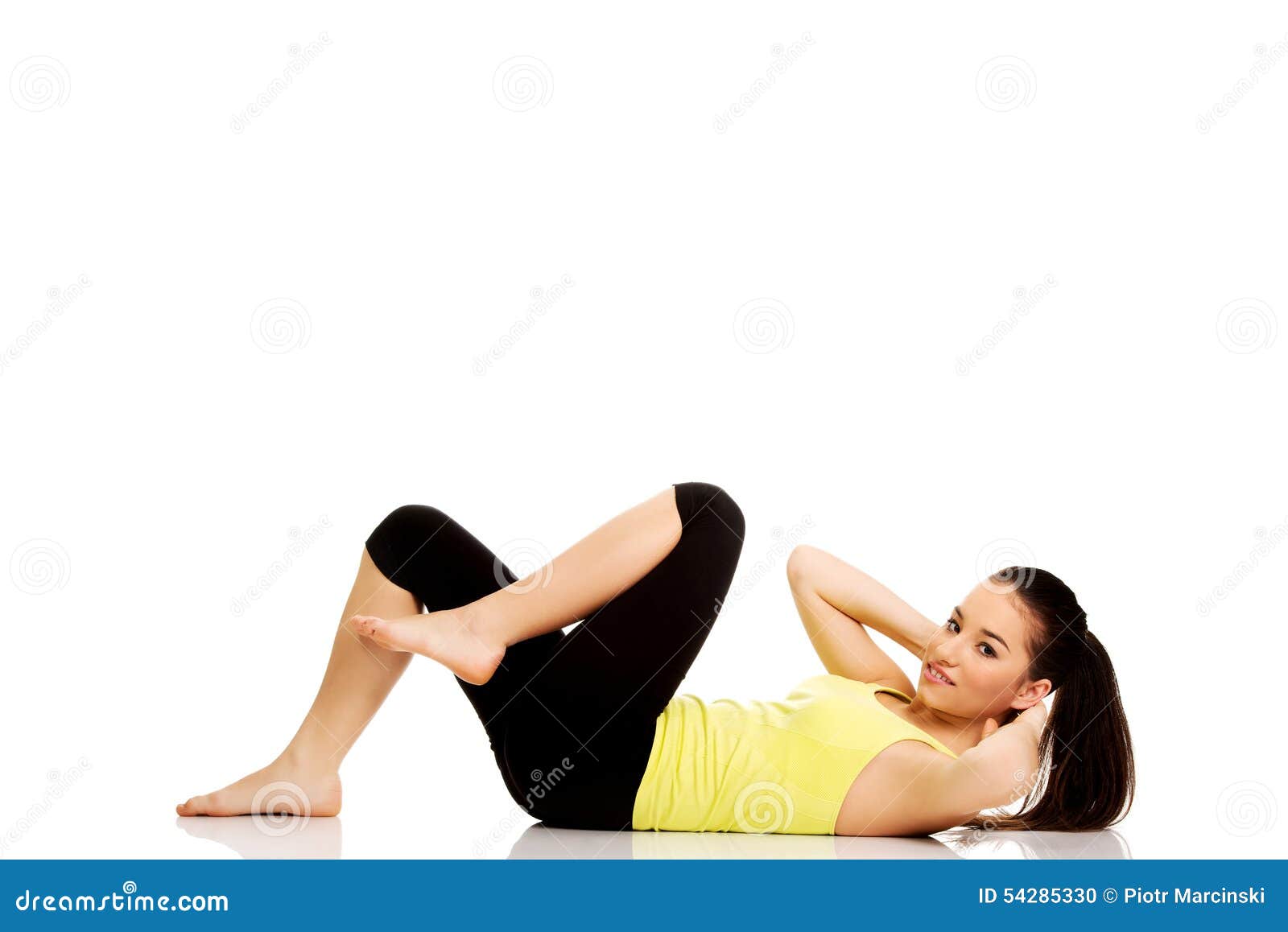 Woman Exercising and Doing a Crunch. Stock Photo - Image of girl ...