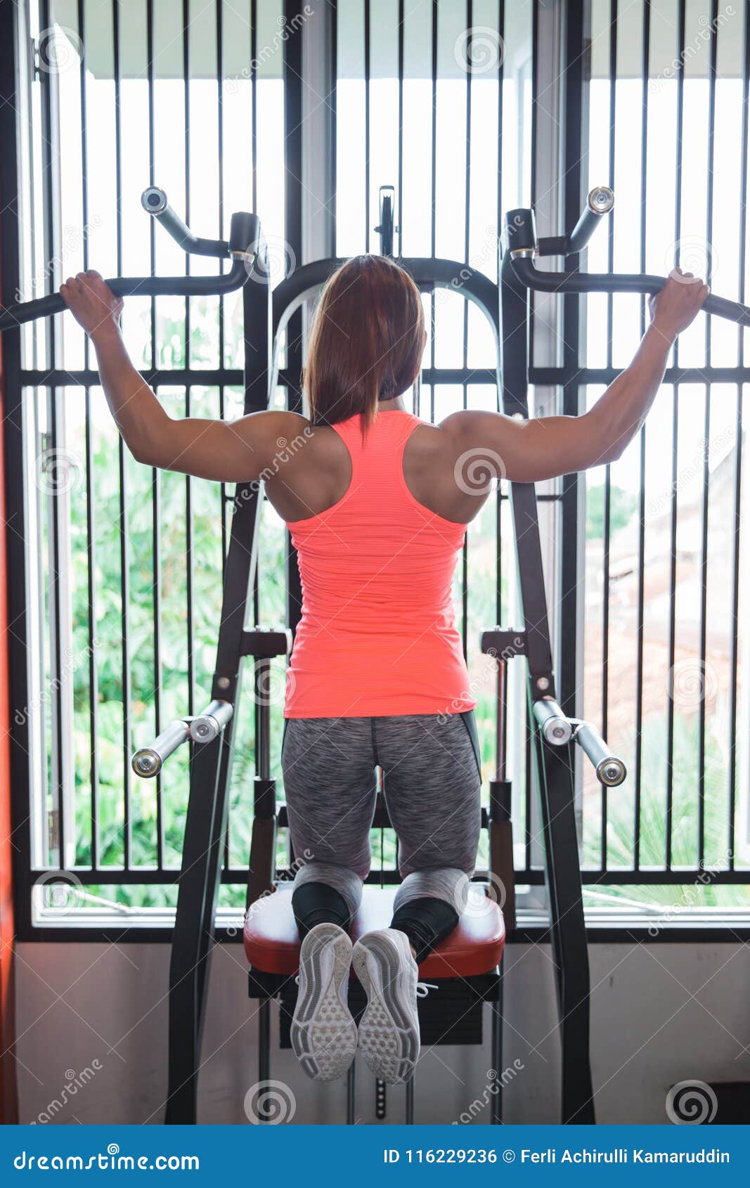 Woman Exercising and Doing Pull Ups Stock Photo - Image of fitness ...