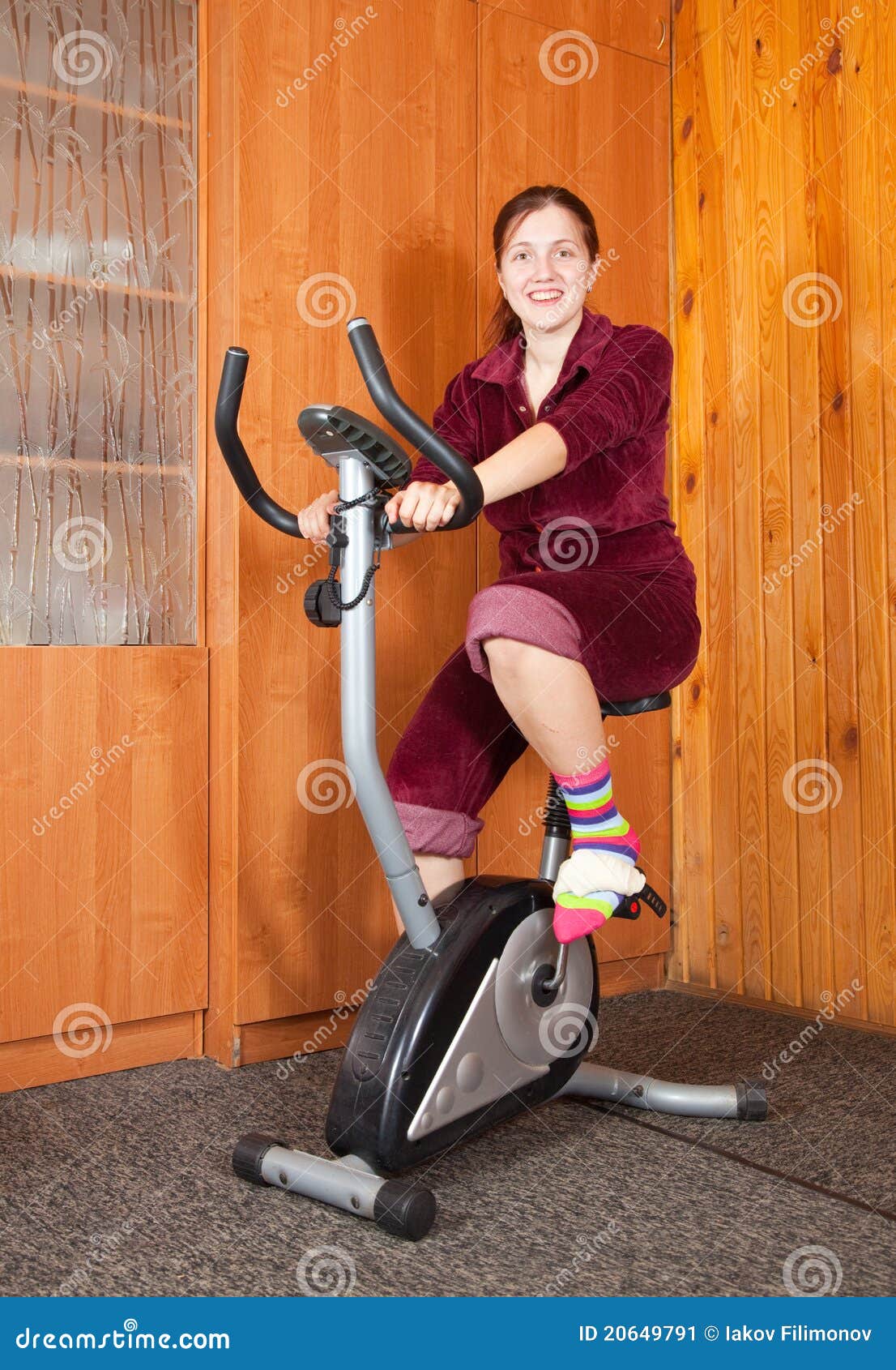 Woman Exercising on Exercise Bike Stock Image - Image of spinning ...