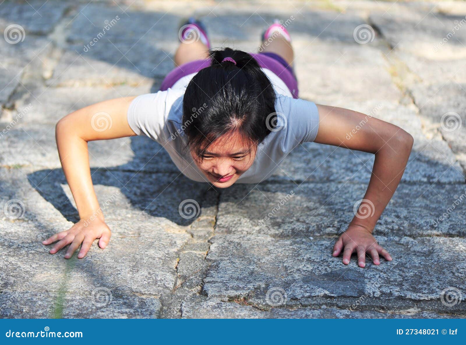 Woman exercising pushups stock image. Image of healthy - 27348021