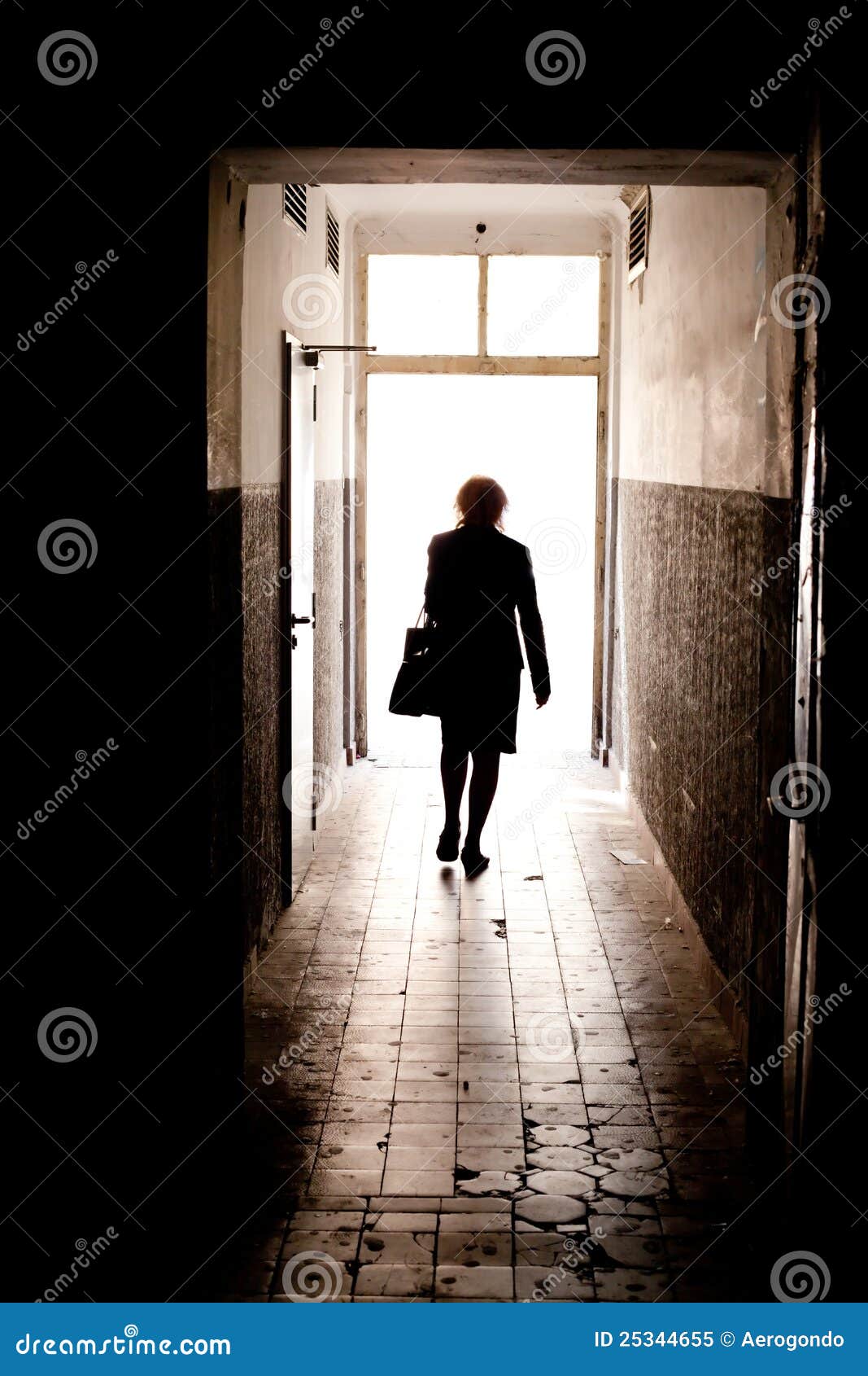 Woman exiting stock image. Image of black, door, frame - 25344655