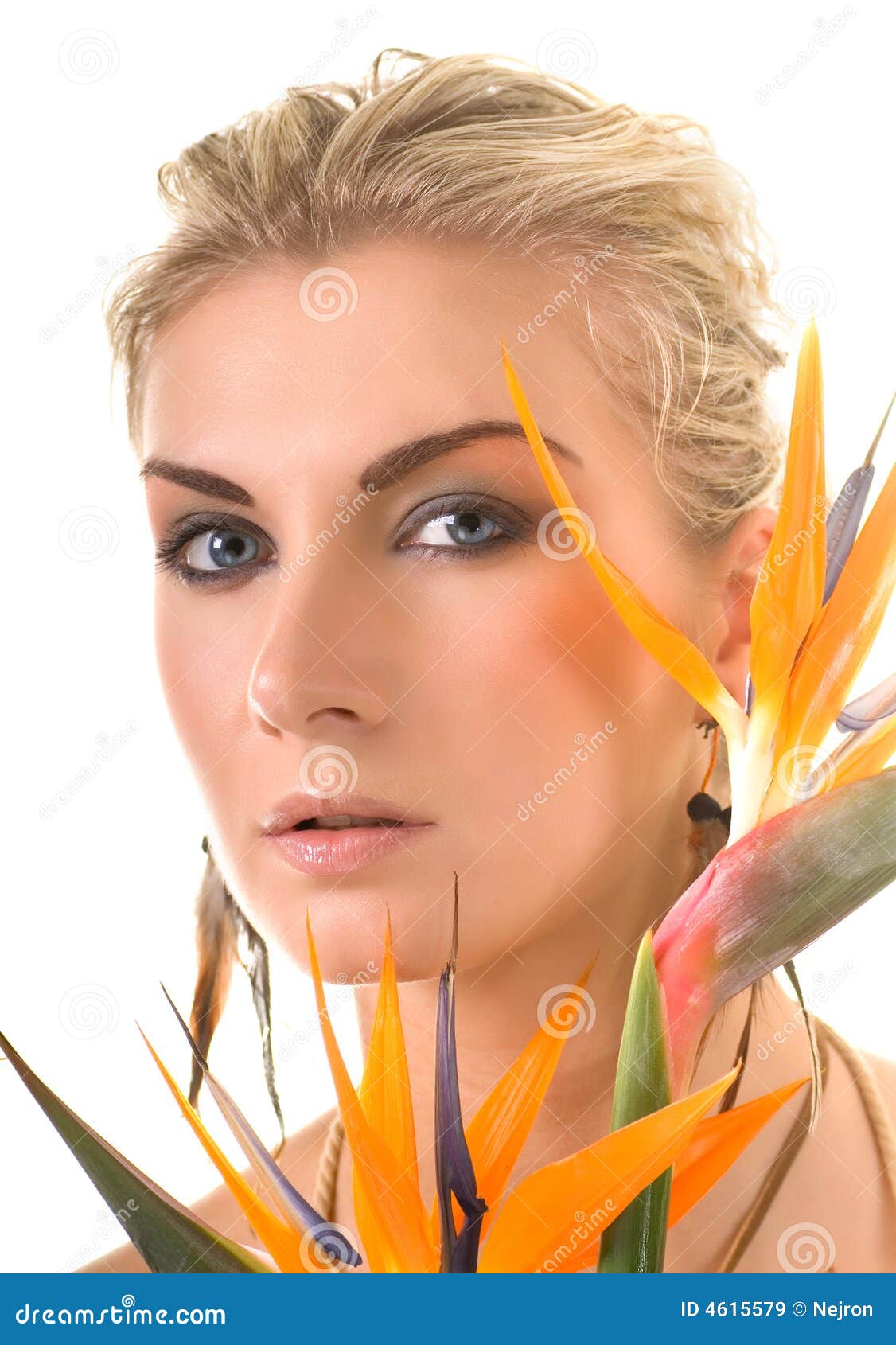 Woman with exotic flower stock image. Image of passionate - 4615579