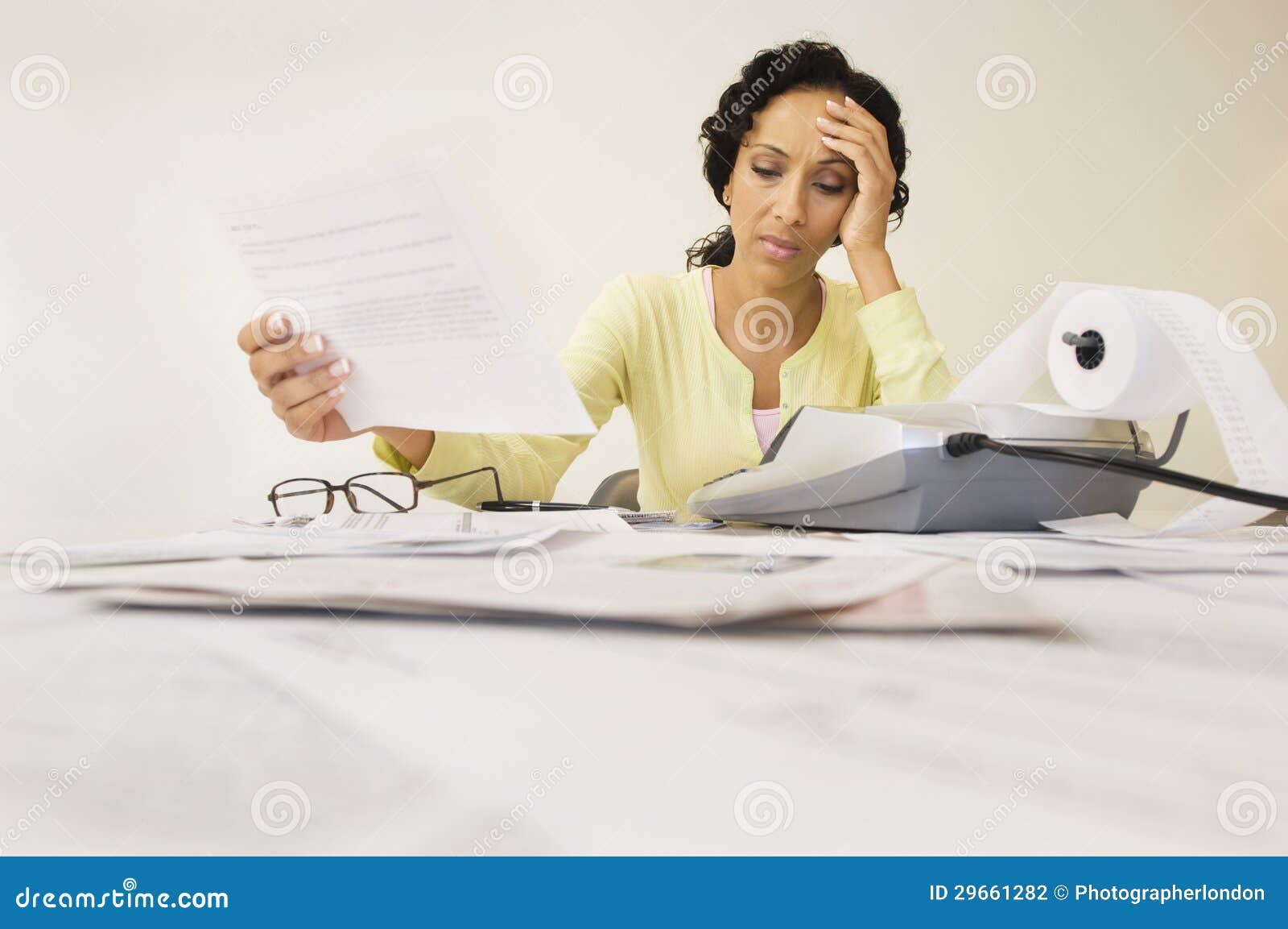 Woman with Expense Receipt stock photo. Image of document - 29661282