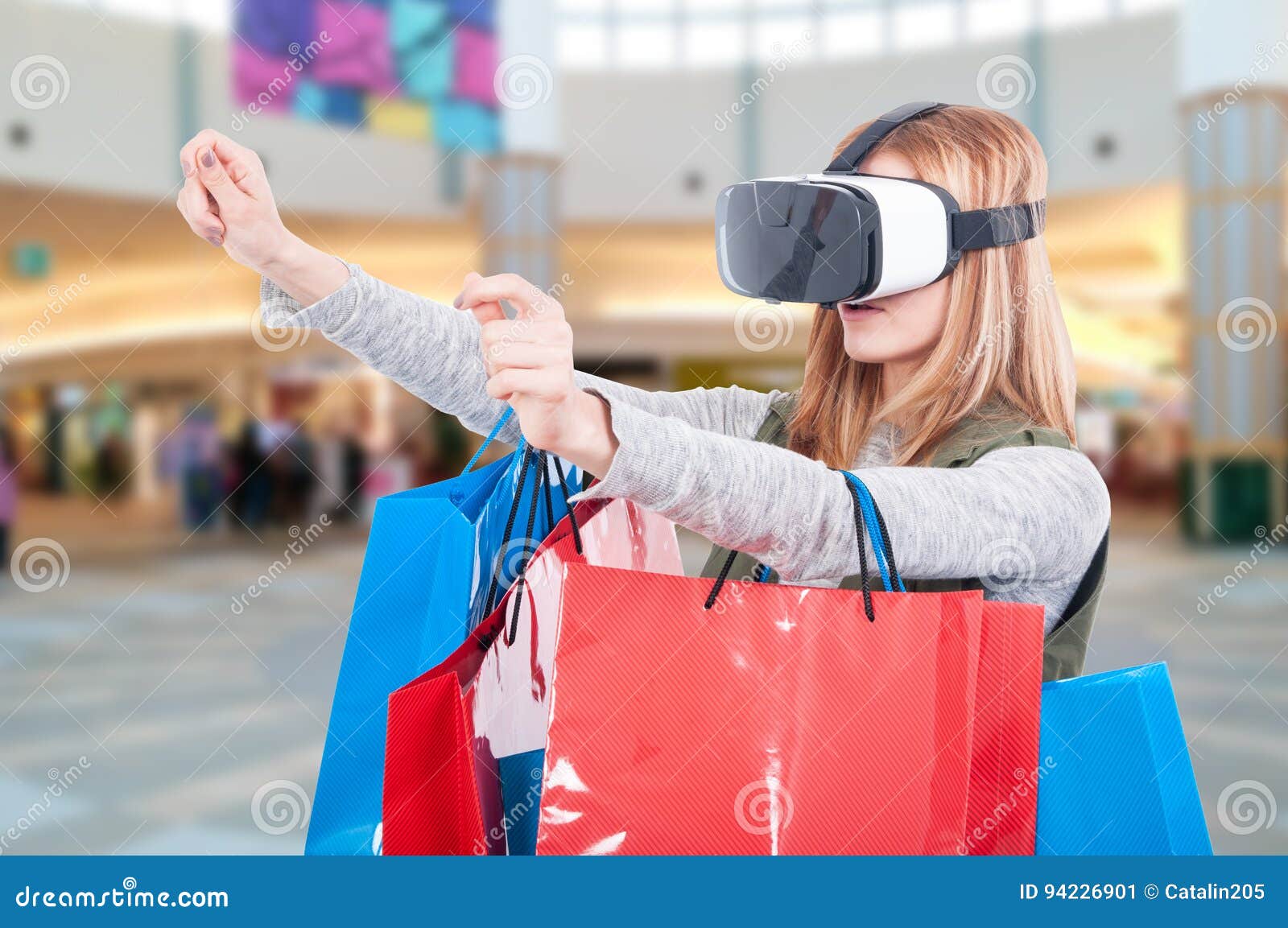 Woman Experience Shopping Online with VR Headset Stock Image - Image of ...