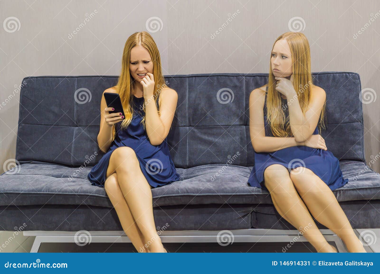 Woman Experiencing Sad Emotions Using a Smartphone and Evaluate Their ...