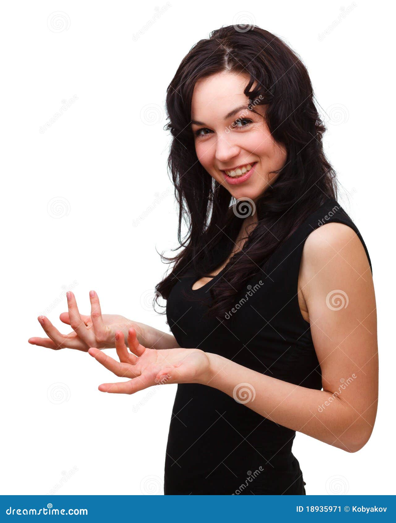 Woman Explaining Something Gesturing With Hands Stock Image - Image ...