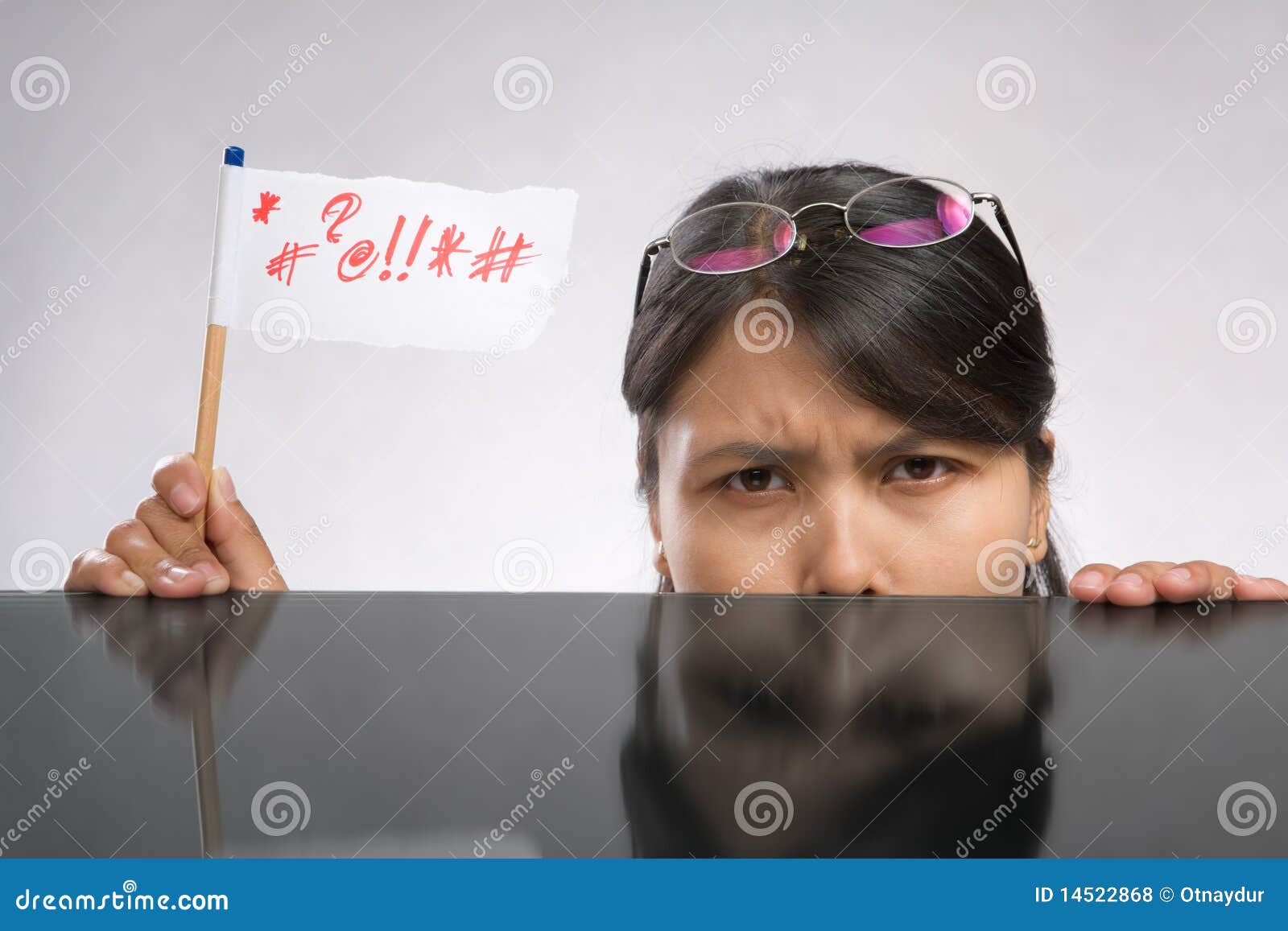 Woman Expressing Her Angry with Flag Stock Photo - Image of gazing ...