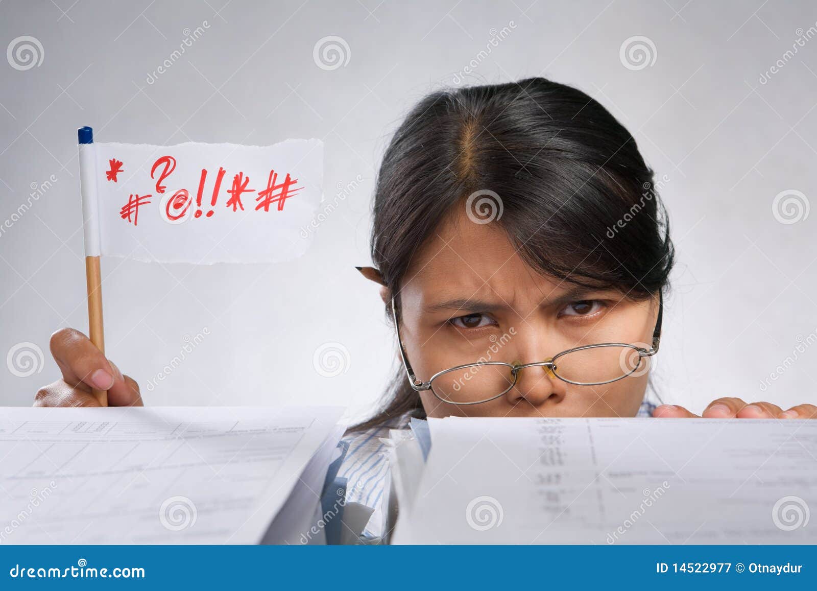 Woman Expressing Her Angry with Flag Stock Image - Image of document ...
