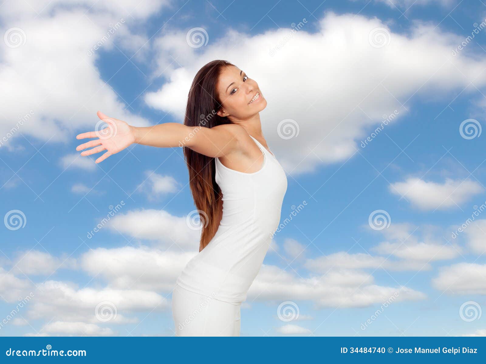 Woman Expressing Her Freedom Stock Photo - Image of brunette, outside ...