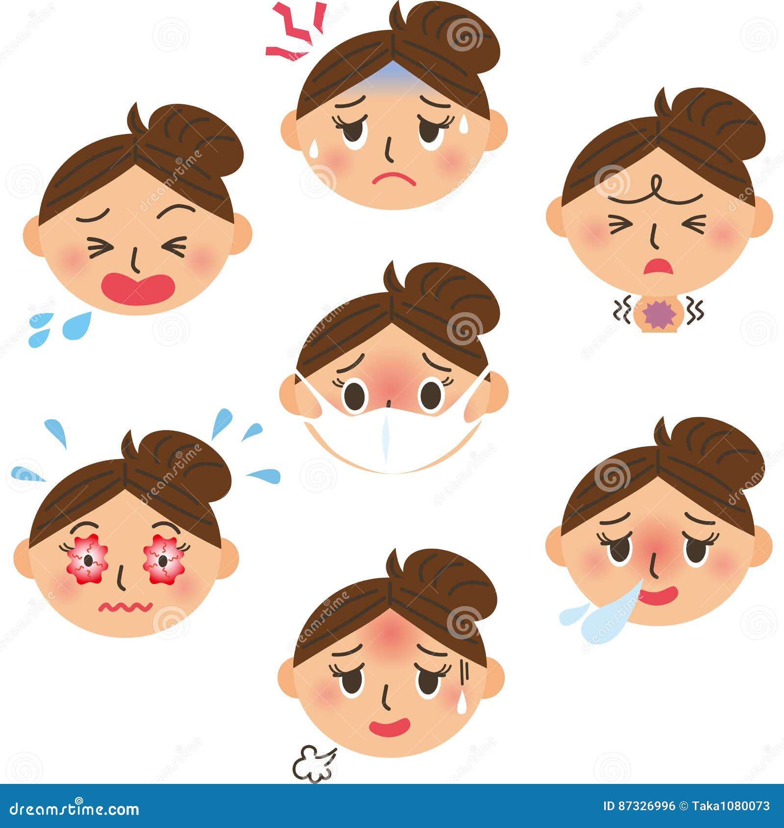Woman Expression of Illness Stock Vector - Illustration of fever ...