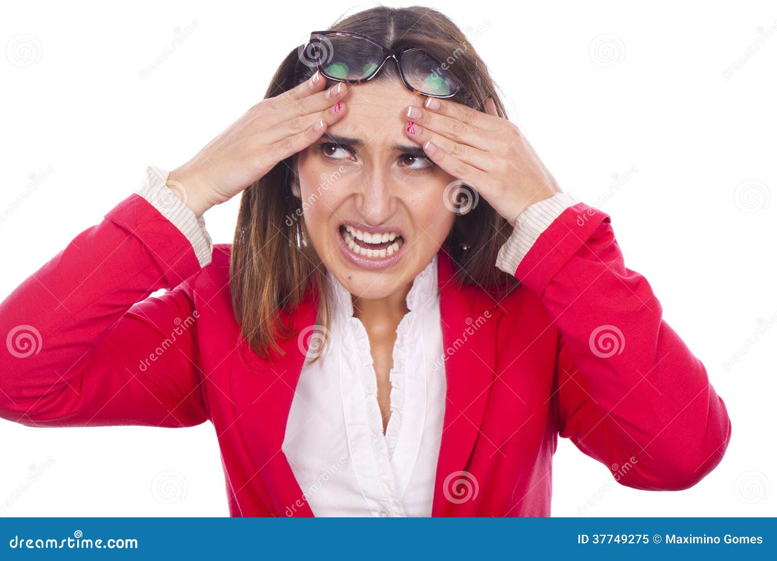 Woman with Expression of Pain and Discomfort at Work Stock Image ...