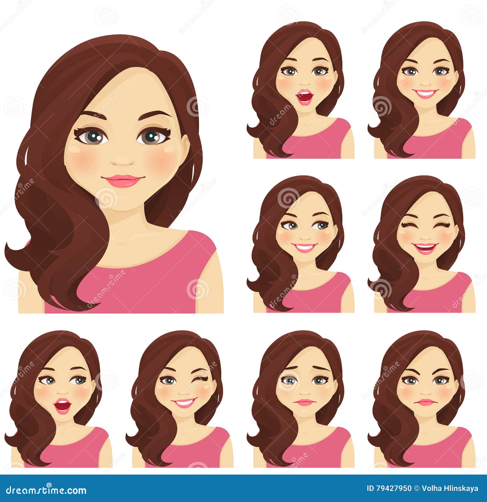 Woman expression set stock vector. Illustration of cartoon - 79427950