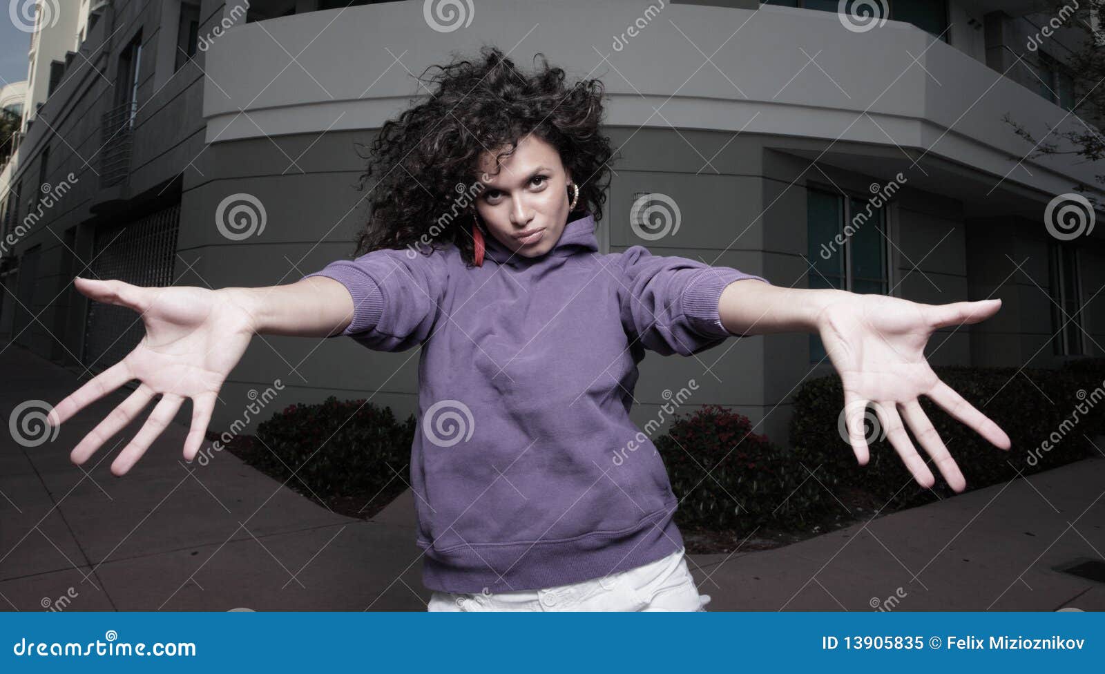 Woman extending her arms stock image. Image of fashion - 13905835
