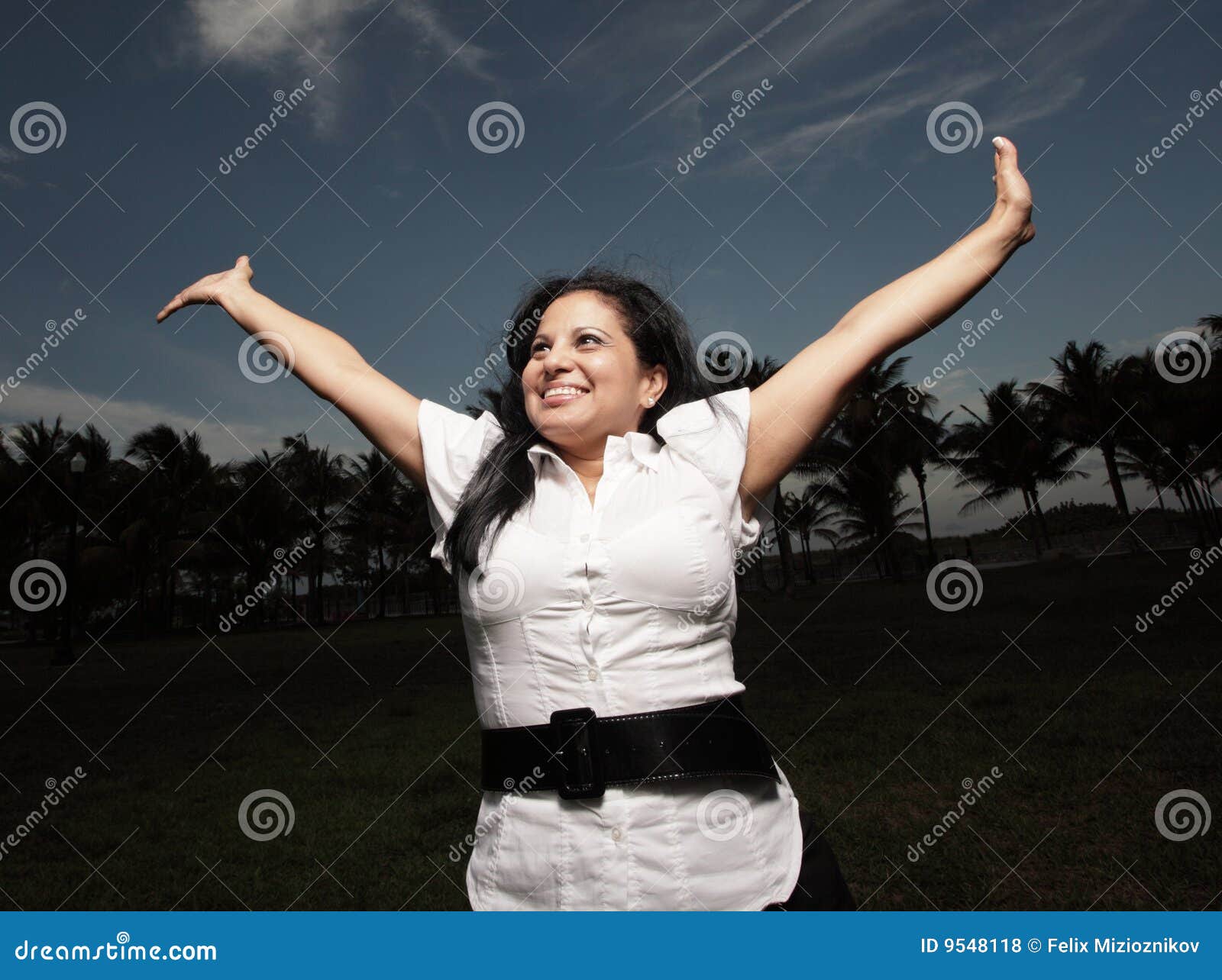 Woman extending her arms stock photo. Image of outdoors - 9548118