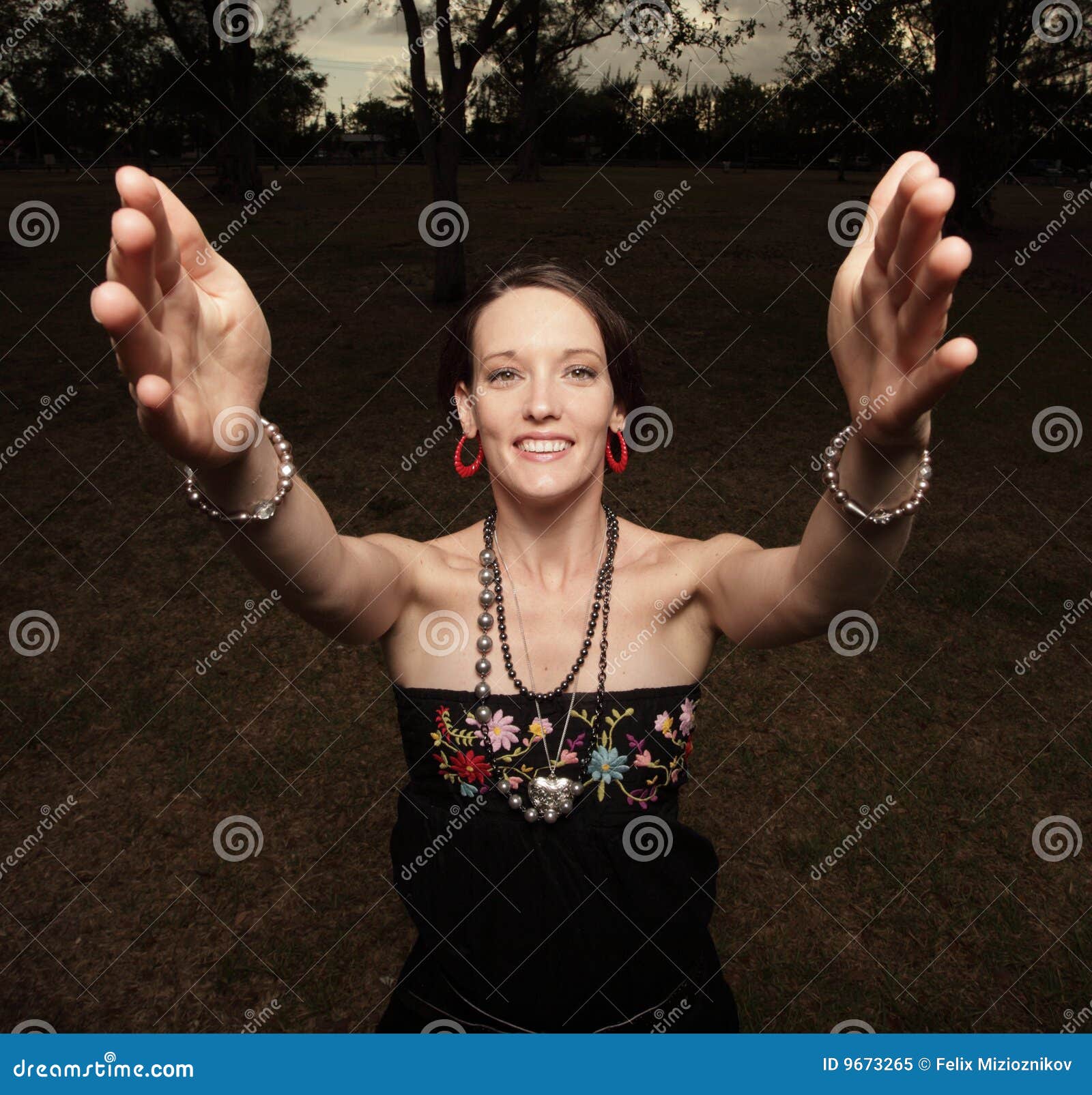 Woman extending her arms stock image. Image of style, boho - 9673265