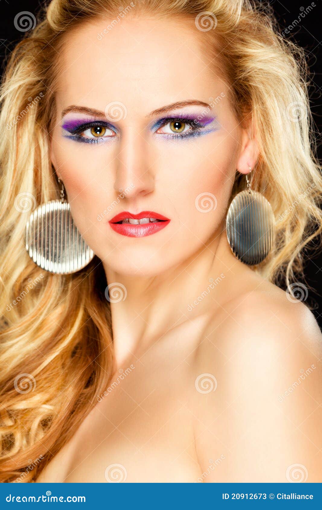 Woman with Extravagant Makeup. Retouched Stock Image - Image of ...