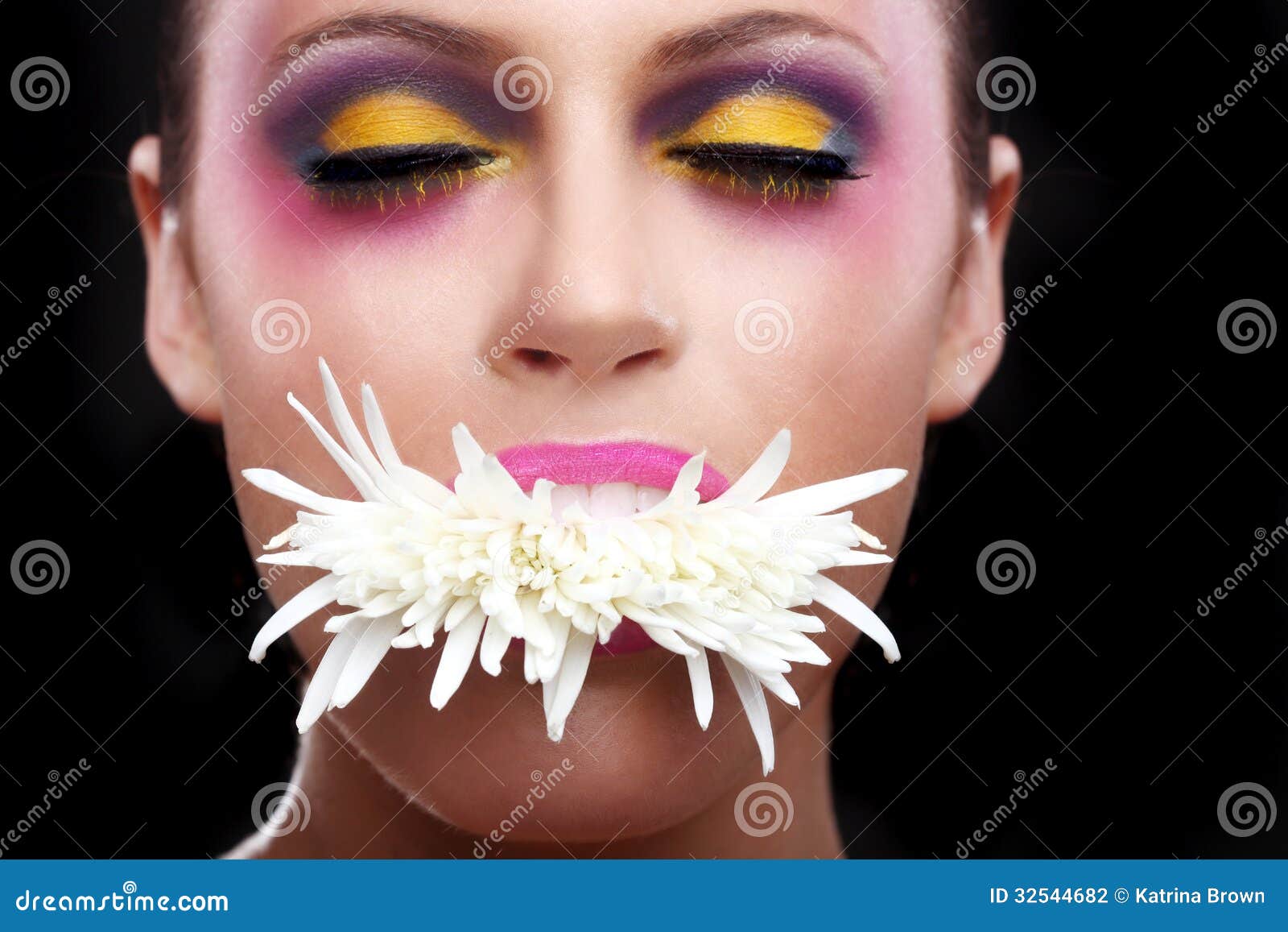 Woman with Extreme Spattered Make Up on the Face Stock Photo - Image of ...