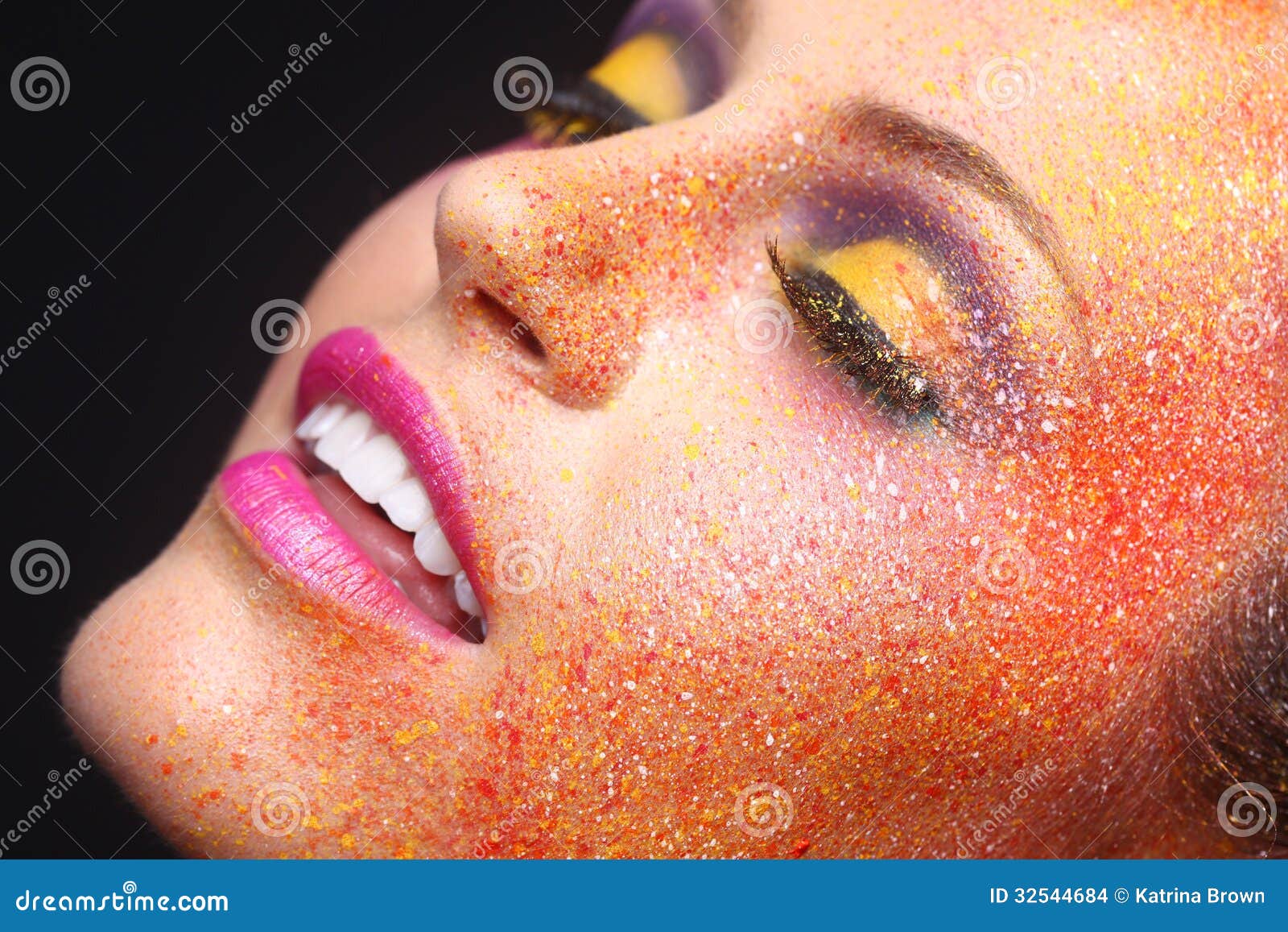 Woman with Extreme Spattered Make Up on the Face Stock Photo - Image of ...