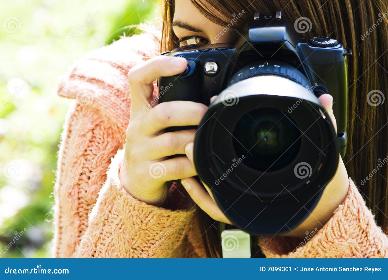Woman eye behind camera stock image. Image of lady, person - 7099301