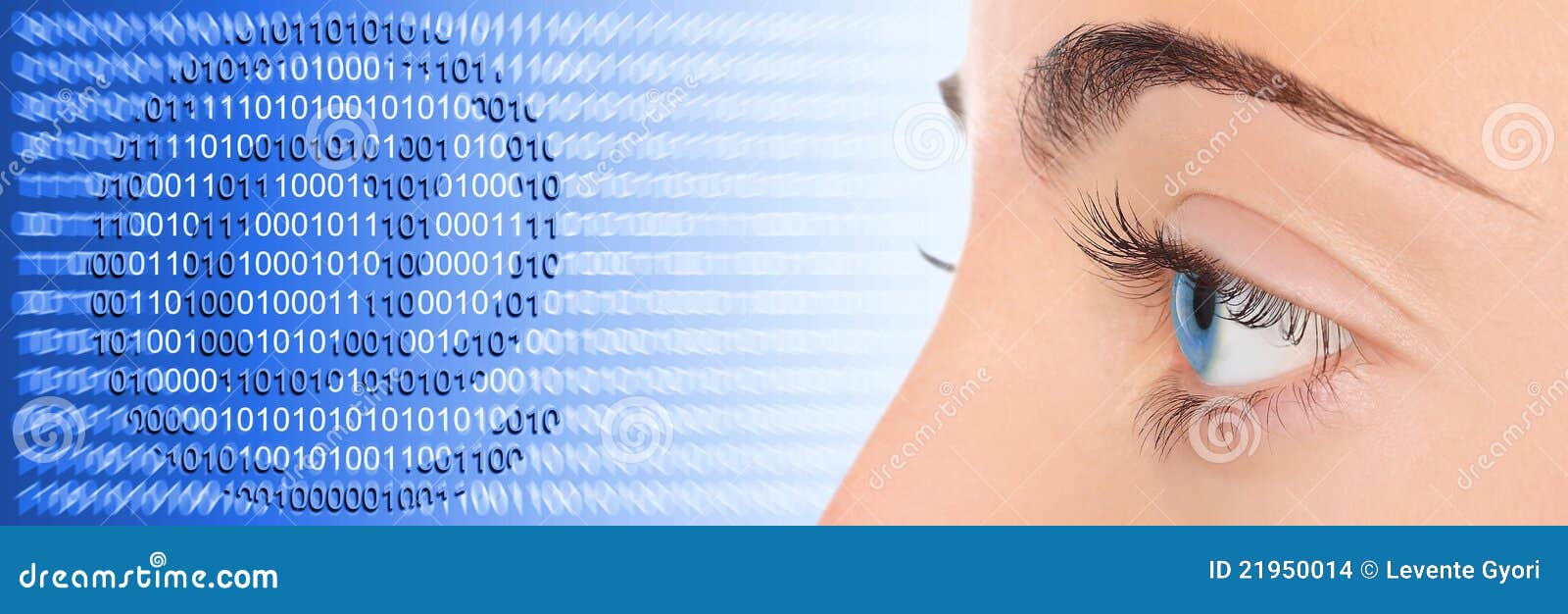 Woman Eye On Blue Technology E-mail Background Stock Photo - Image of ...