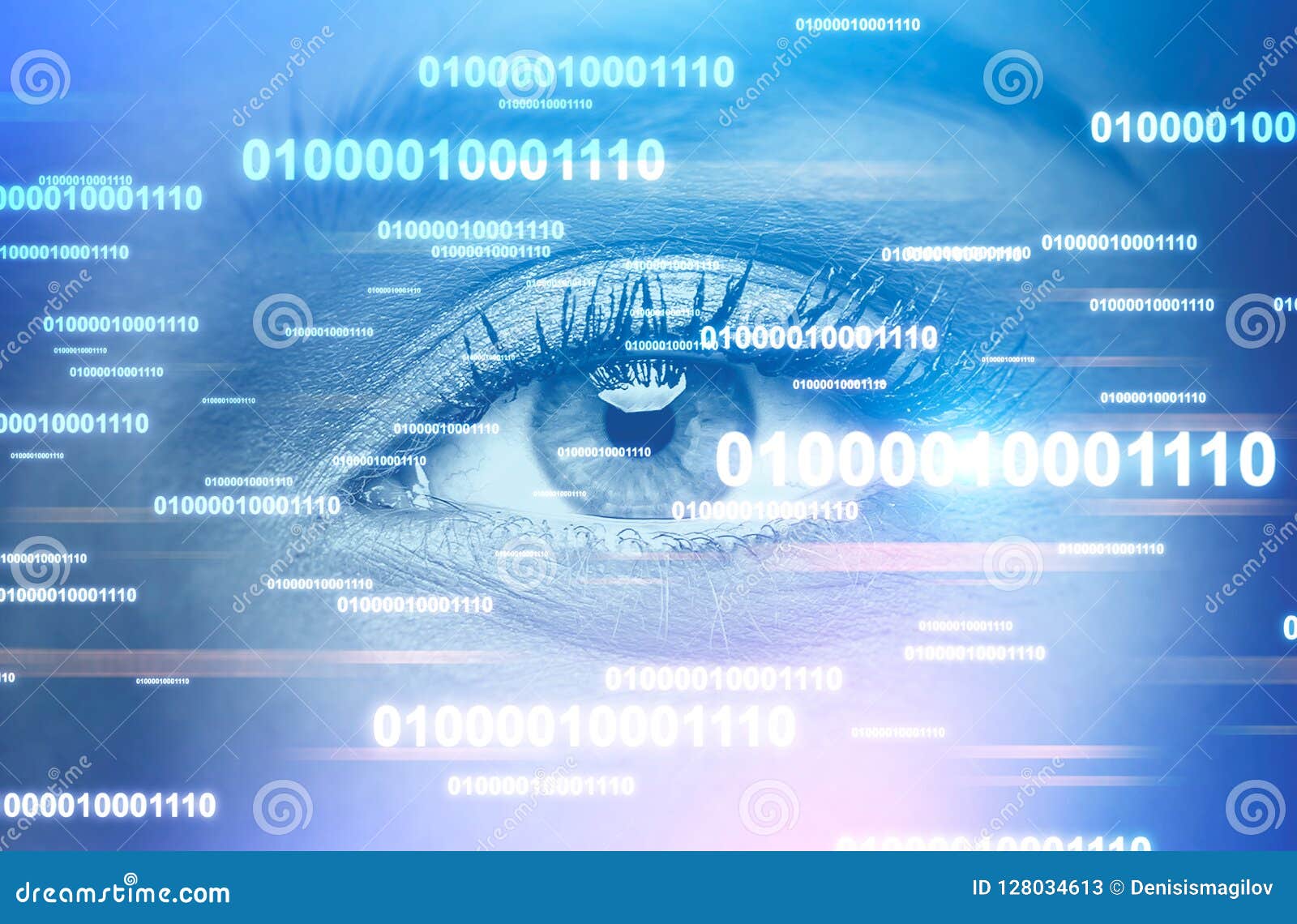 Woman Eye, Code Lines Double Exposure Stock Image - Image of data ...