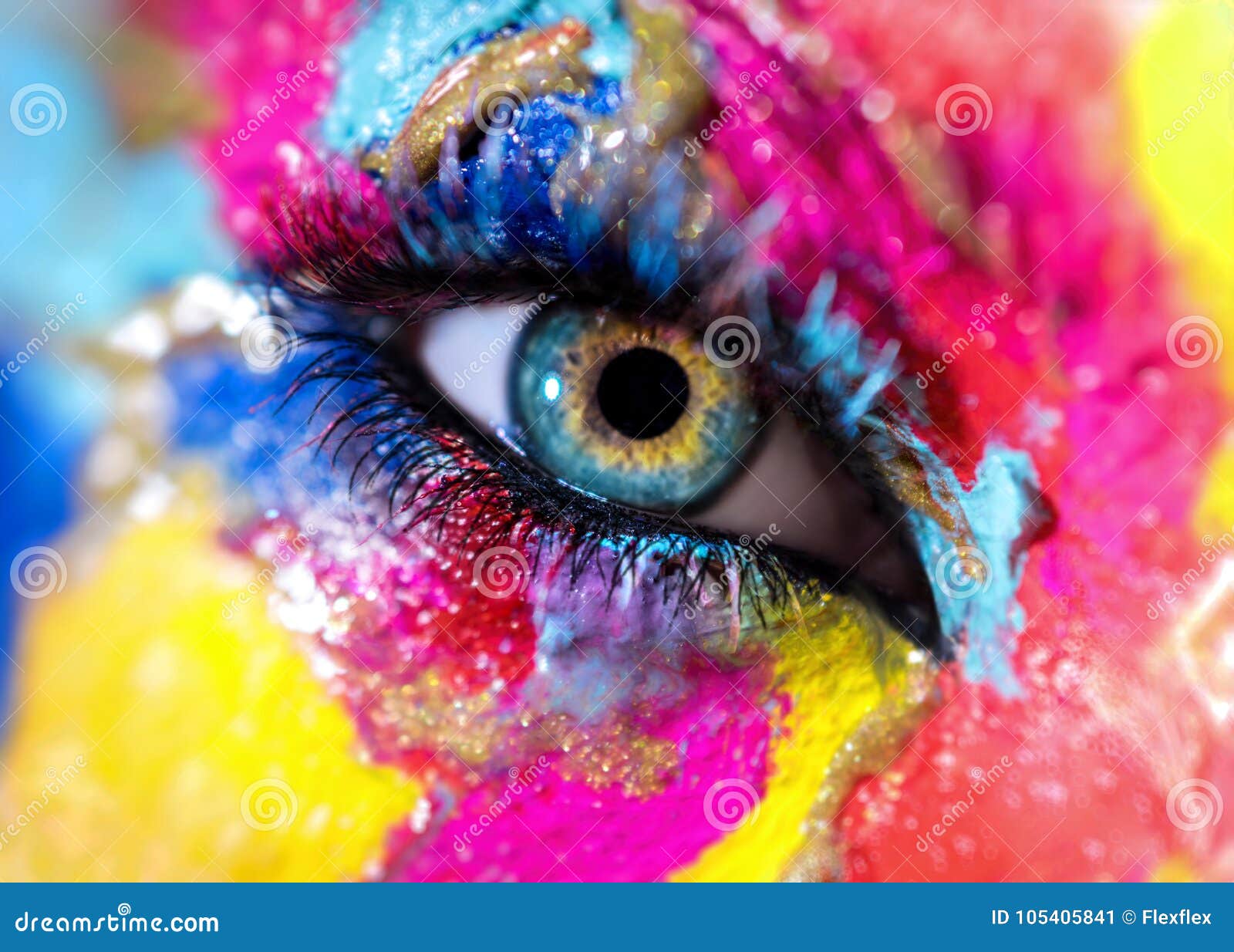 Woman Eye with Colorful Makeup Stock Image - Image of trendy, fashion ...