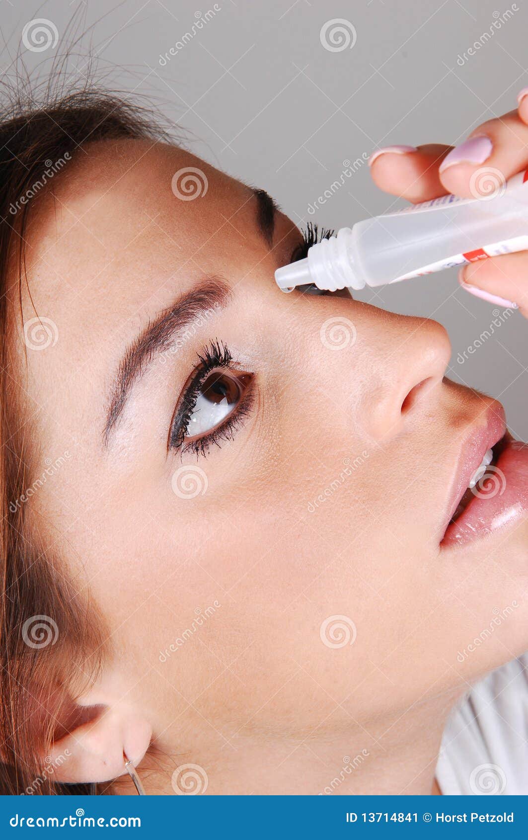 Woman with eyedrops. stock image. Image of care, heal - 13714841
