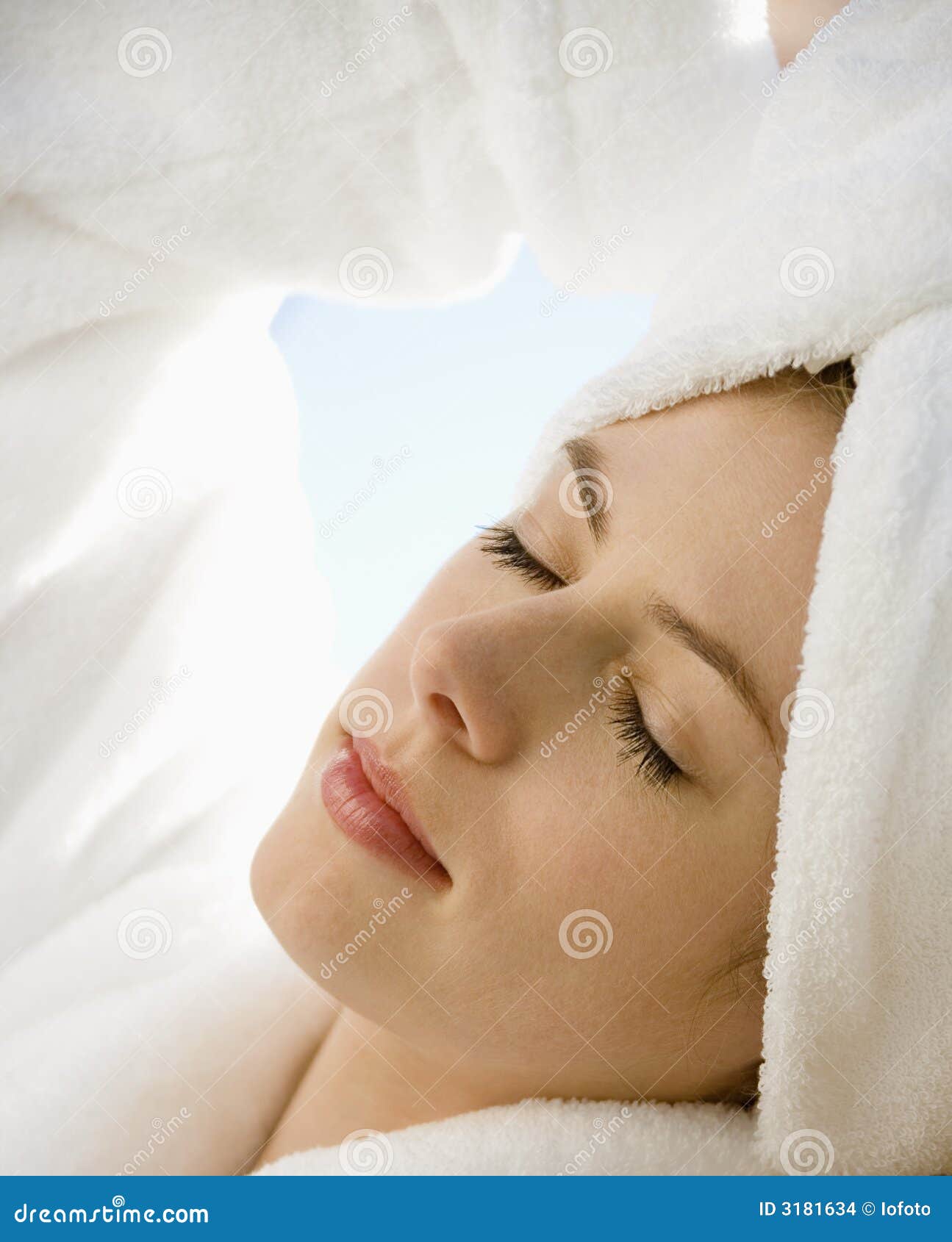 Woman with eyes closed. stock photo. Image of beauty, headshot - 3181634