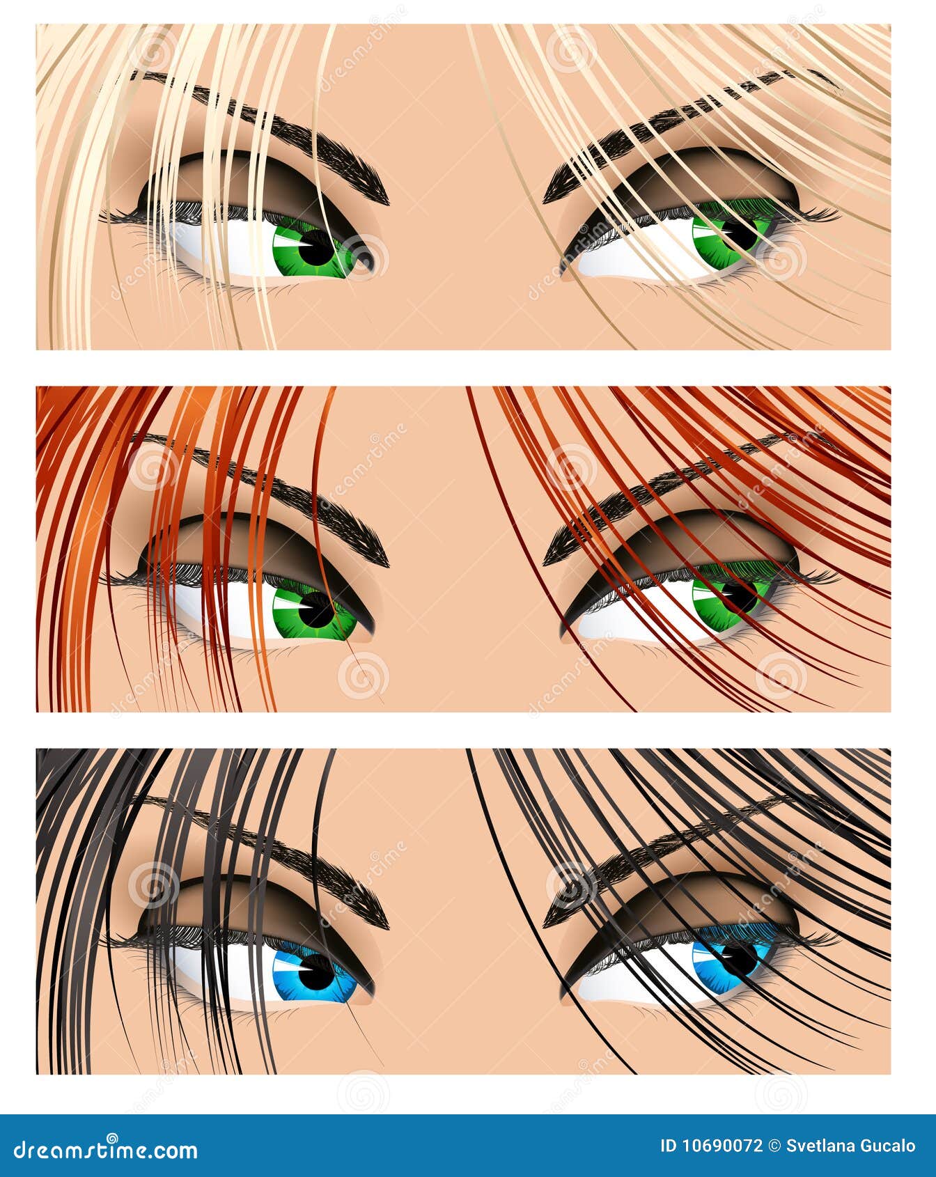 Set Of Woman Eyes Of Different Colors. Diversity Of Natural Colors Of ...