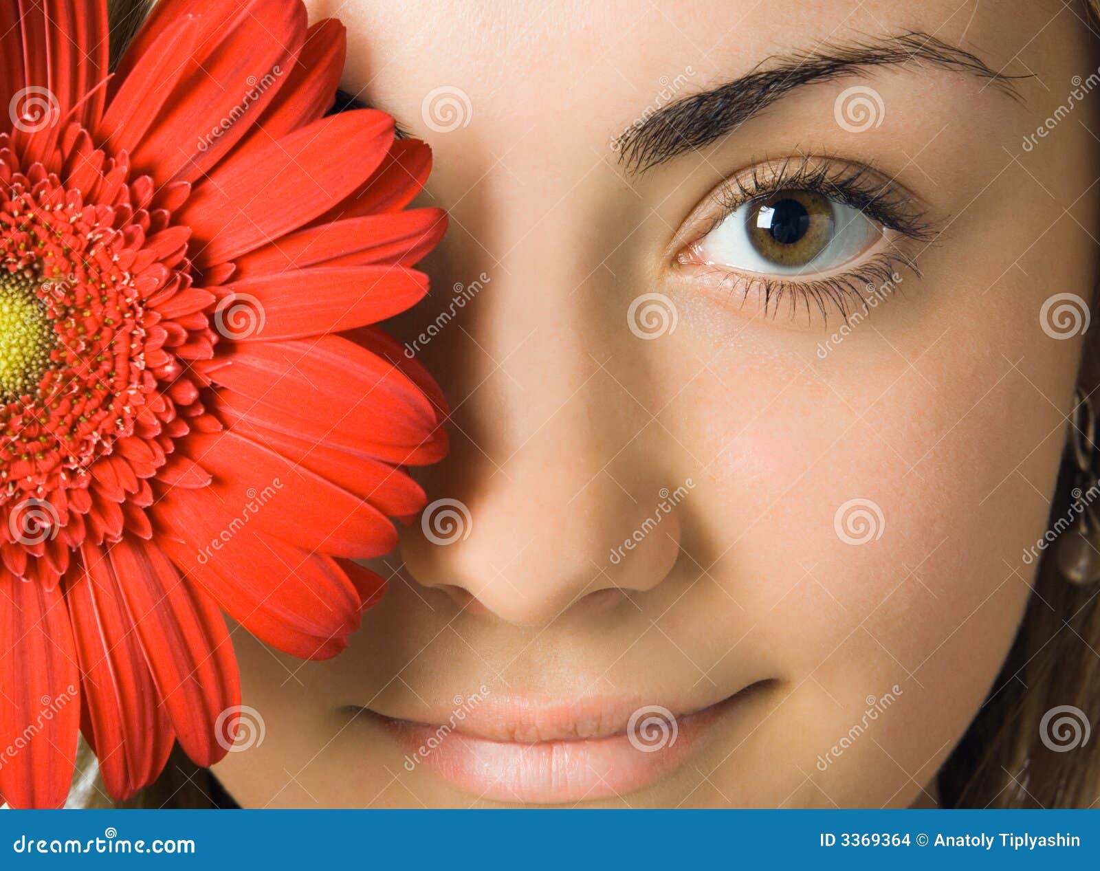 Woman eyes and flower stock photo. Image of petal, people - 3369364
