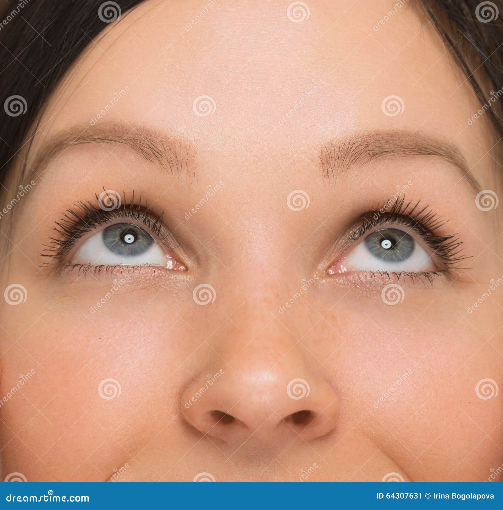 Woman Eyes Looking Up. Close Up View Stock Image - Image of hair ...