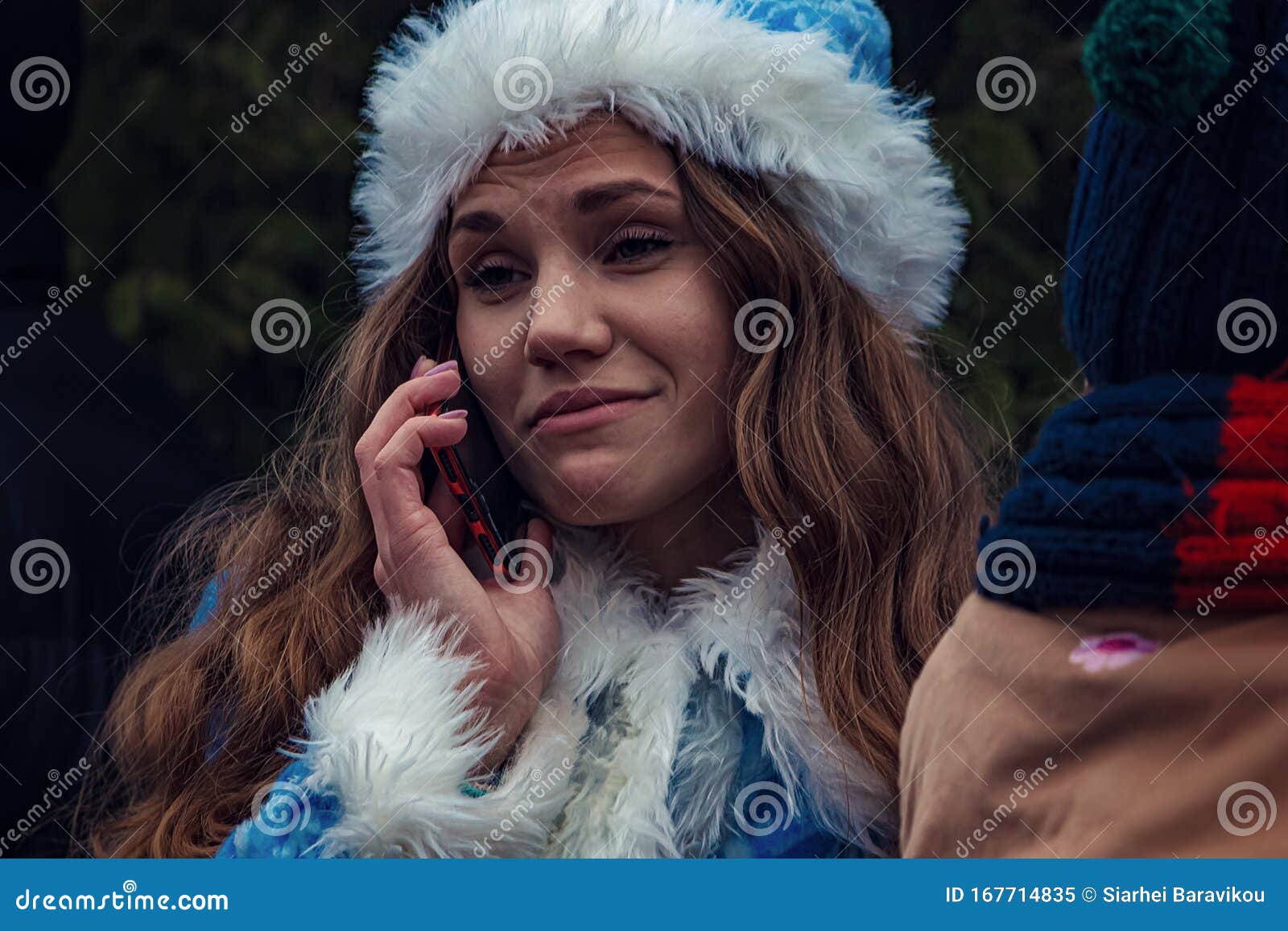 Woman in a Fabulous Costume Calls on the Phone Stock Image - Image of ...