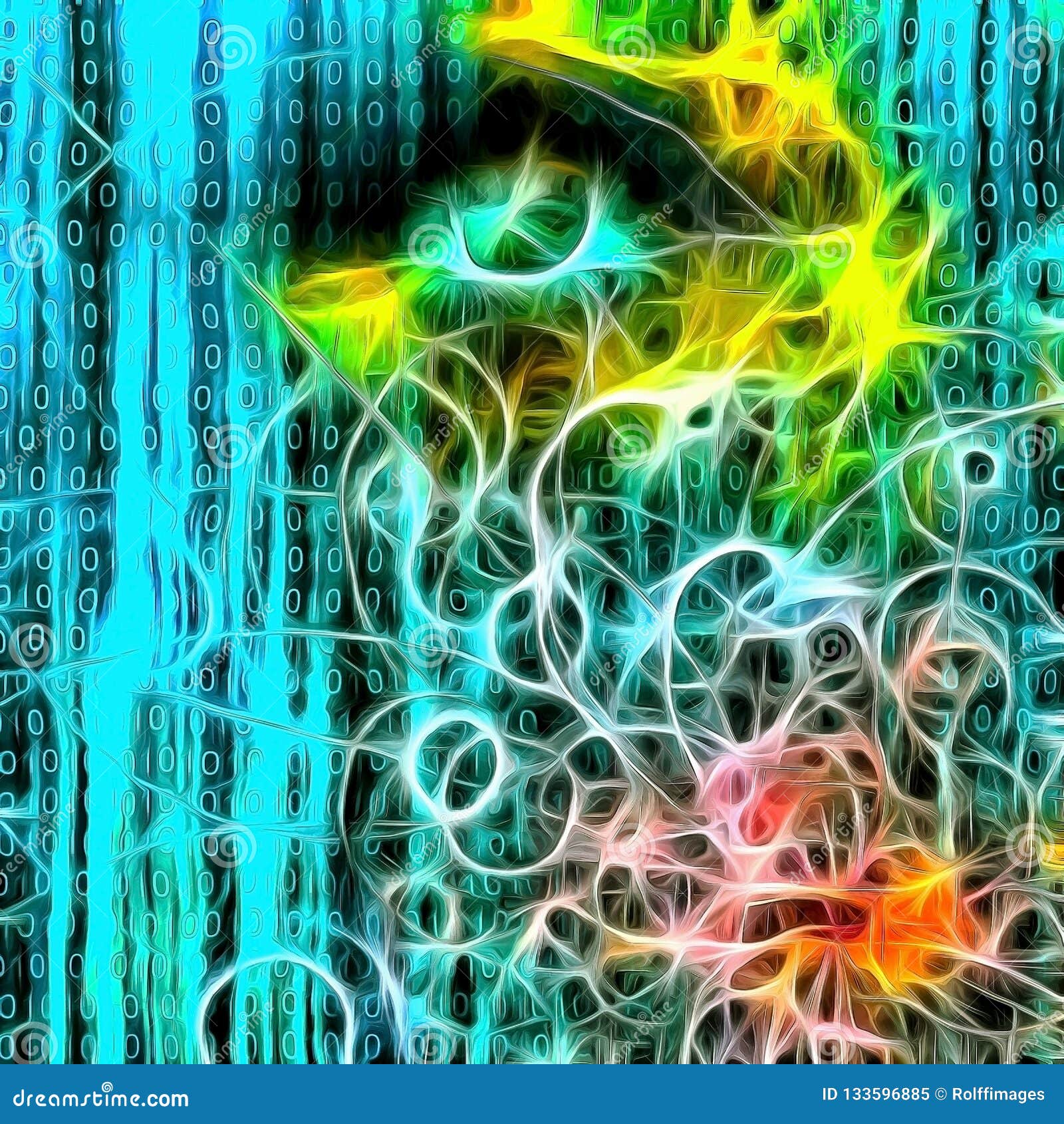 Woman face and binary code stock illustration. Illustration of grid ...