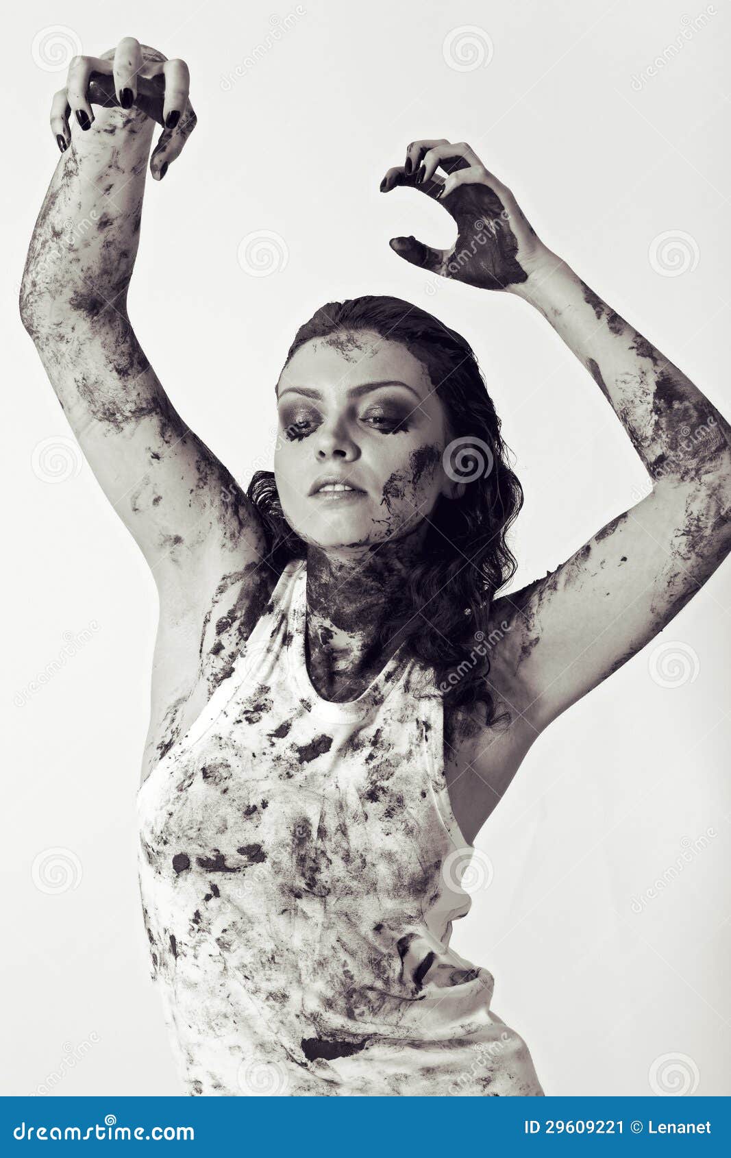 Woman with Face and Body Covered in Mud Stock Image - Image of adult ...