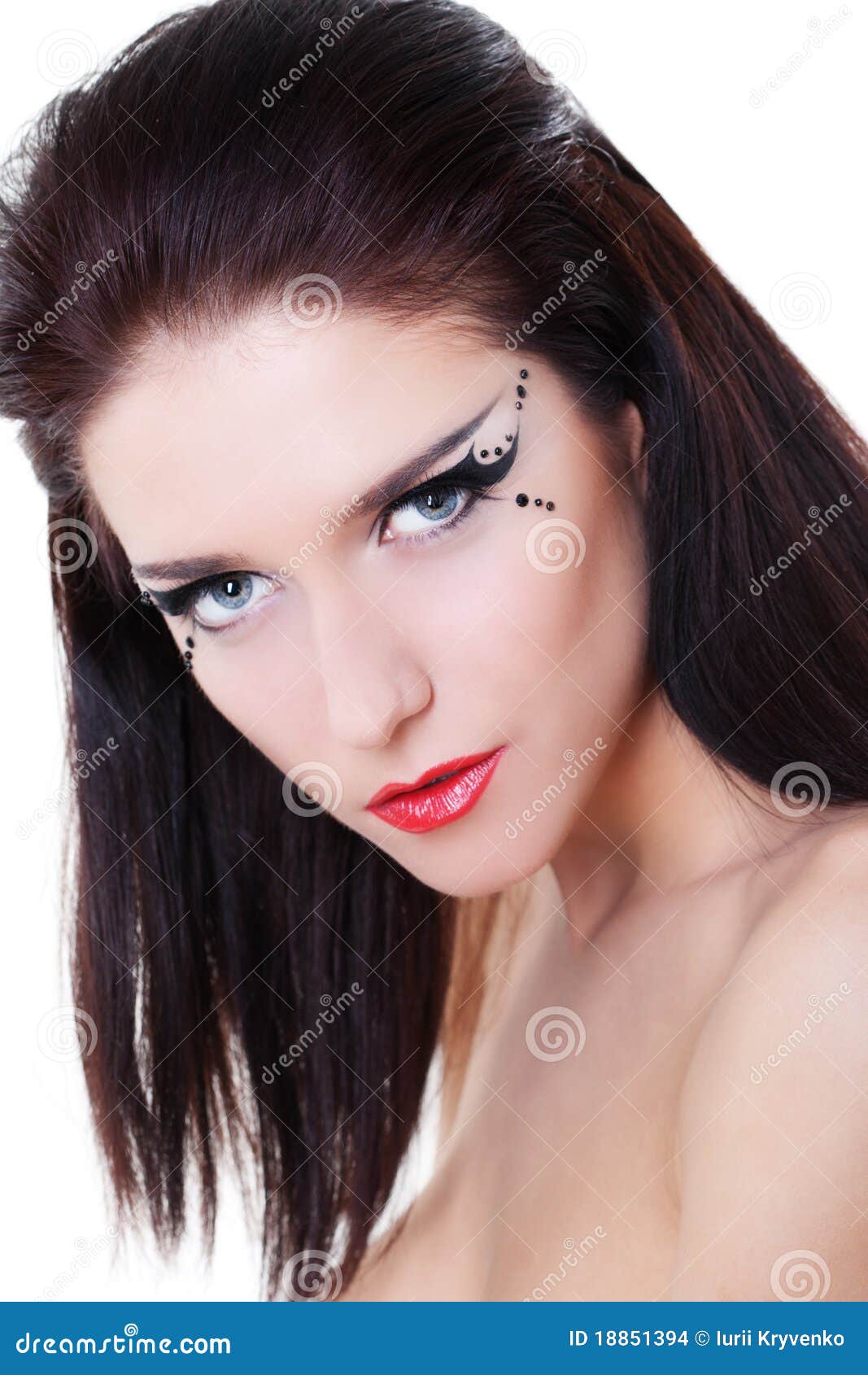 Woman Face with Bright Makeup Stock Photo - Image of blue, health: 18851394