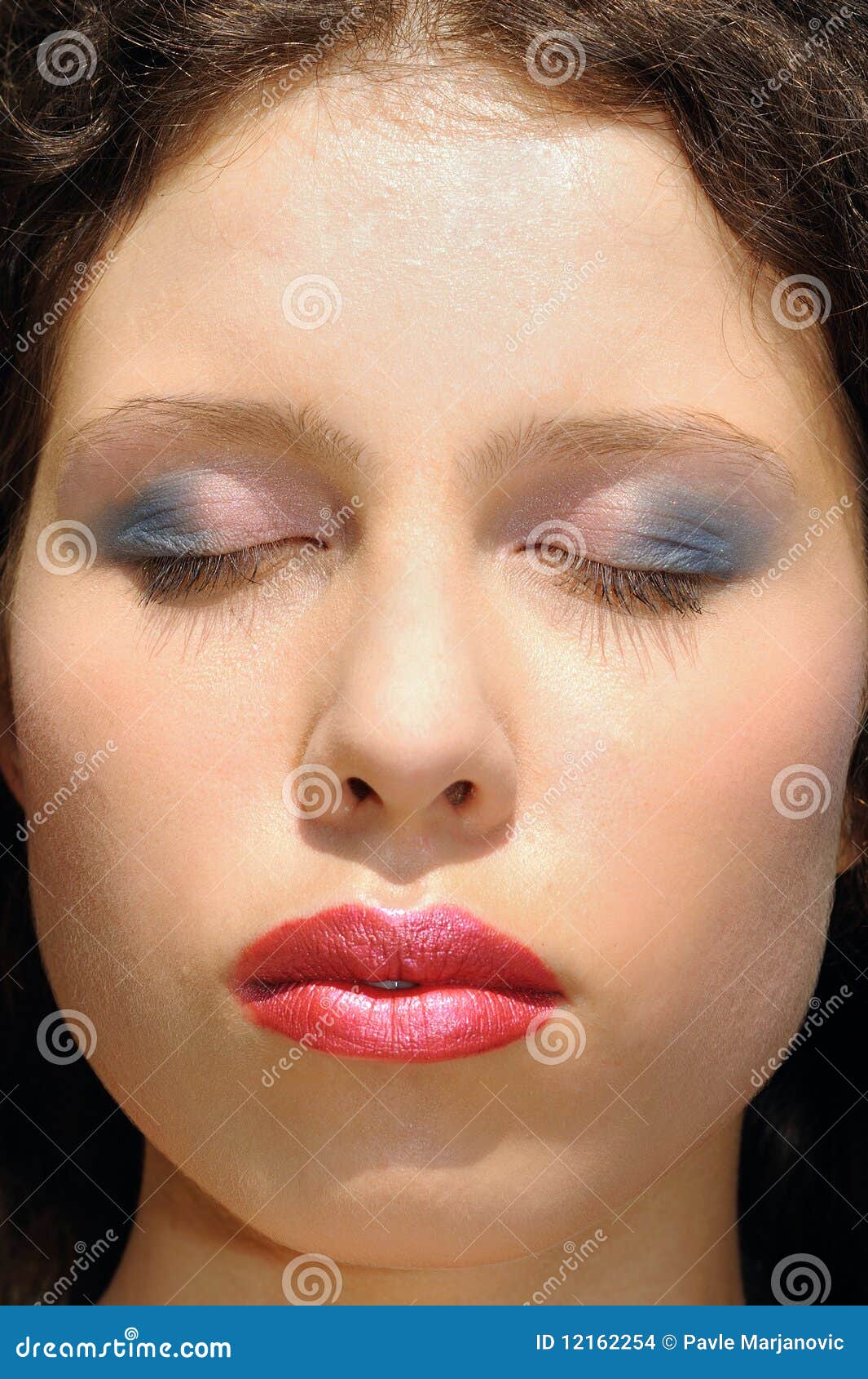 Woman face closeup, makeup stock photo. Image of lips - 12162254