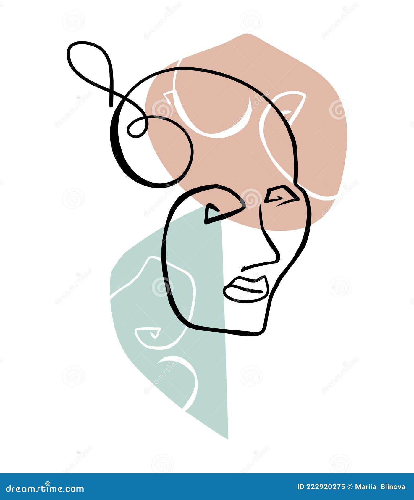 Woman Face Continuous Line Drawing Abstract Minimal Woman Portrait
