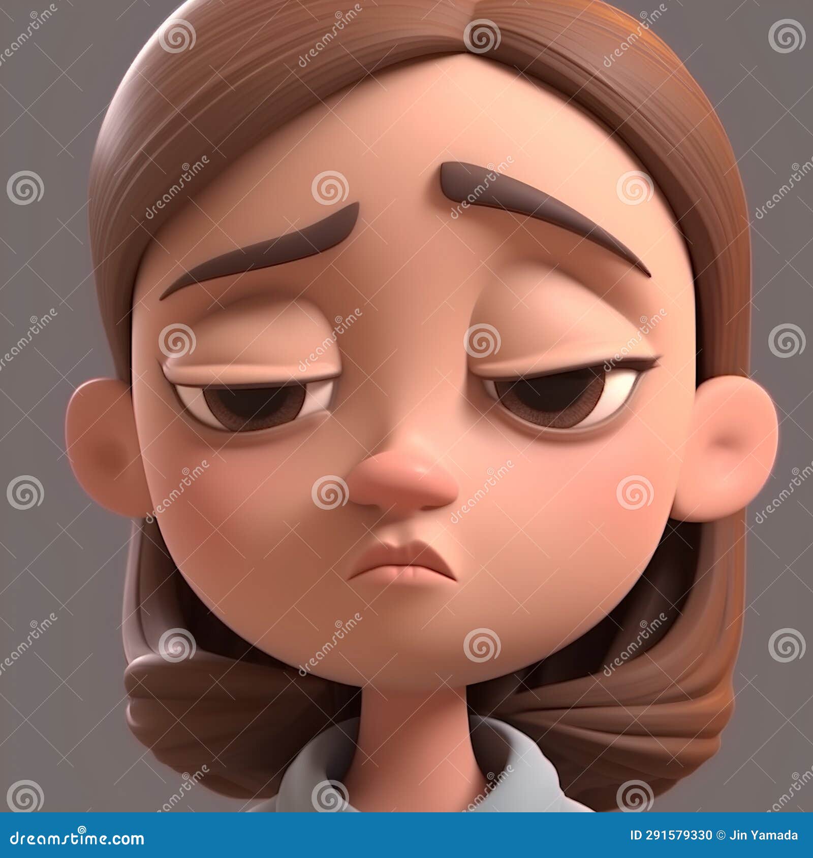 Woman Face Expression with Eyes Closed, 3d Render, Square Image Stock ...