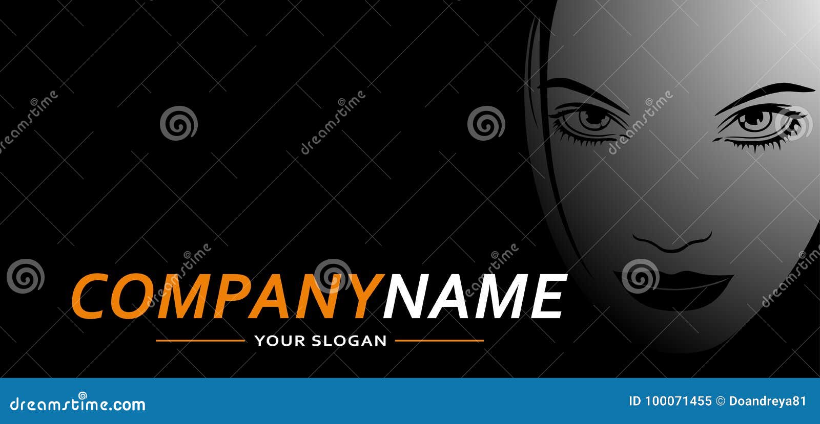 Woman Face Logo Abstract Lines Design. Creative Vector Icon. Vector ...