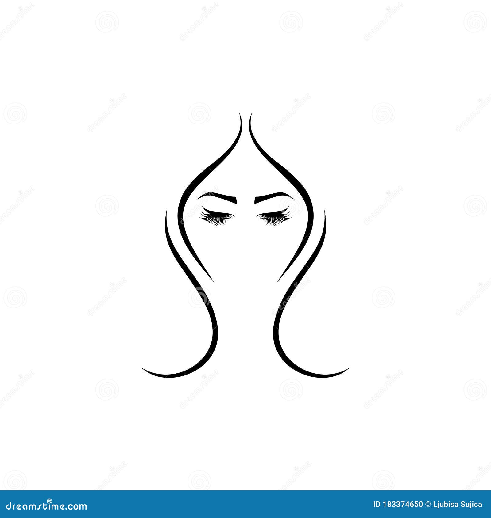 Woman Face Logo Design Isolated on White Background Stock Vector ...