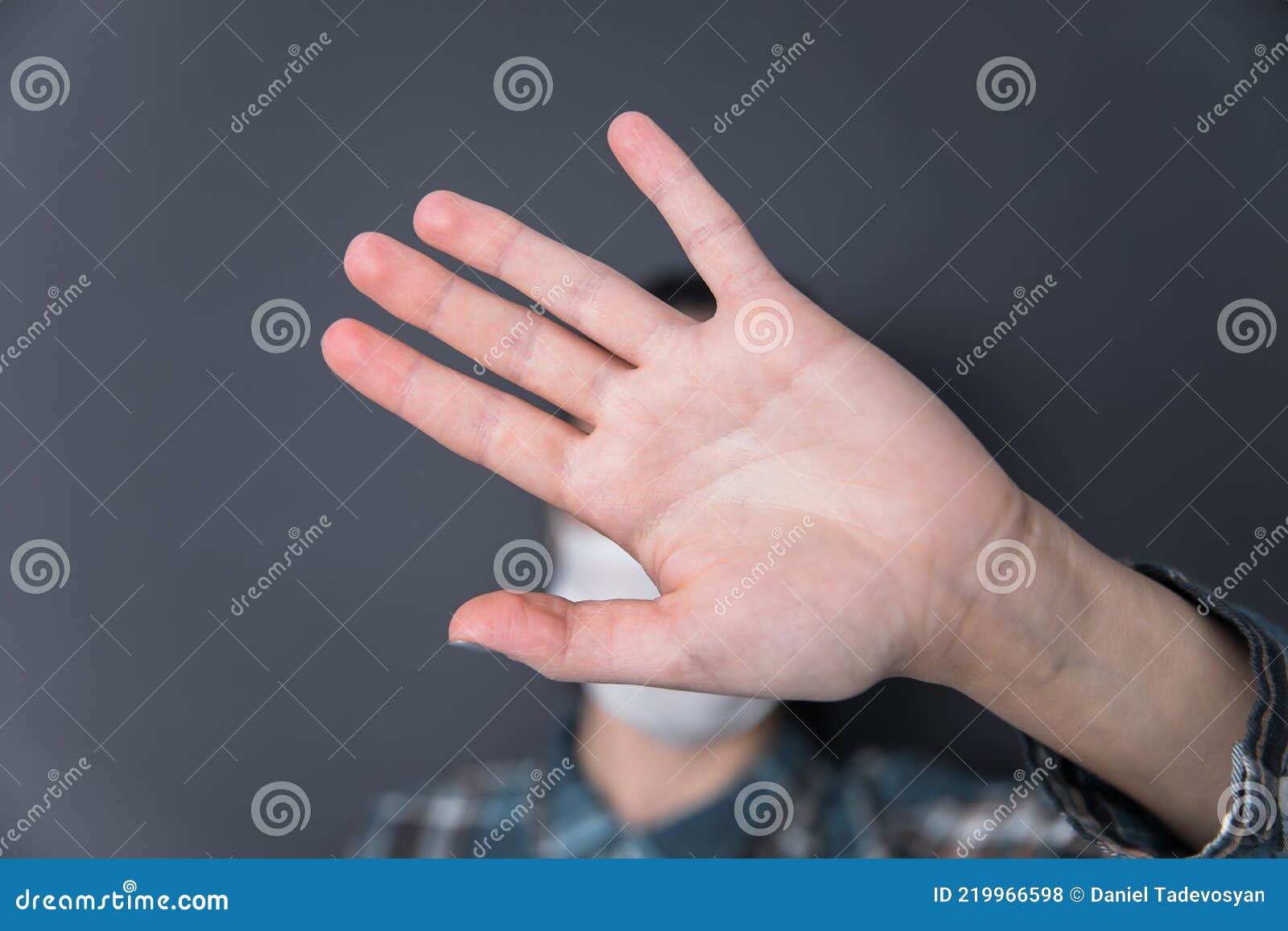 Woman Face Mask Hand Stop Sign Stock Photo - Image of covid19, disease ...