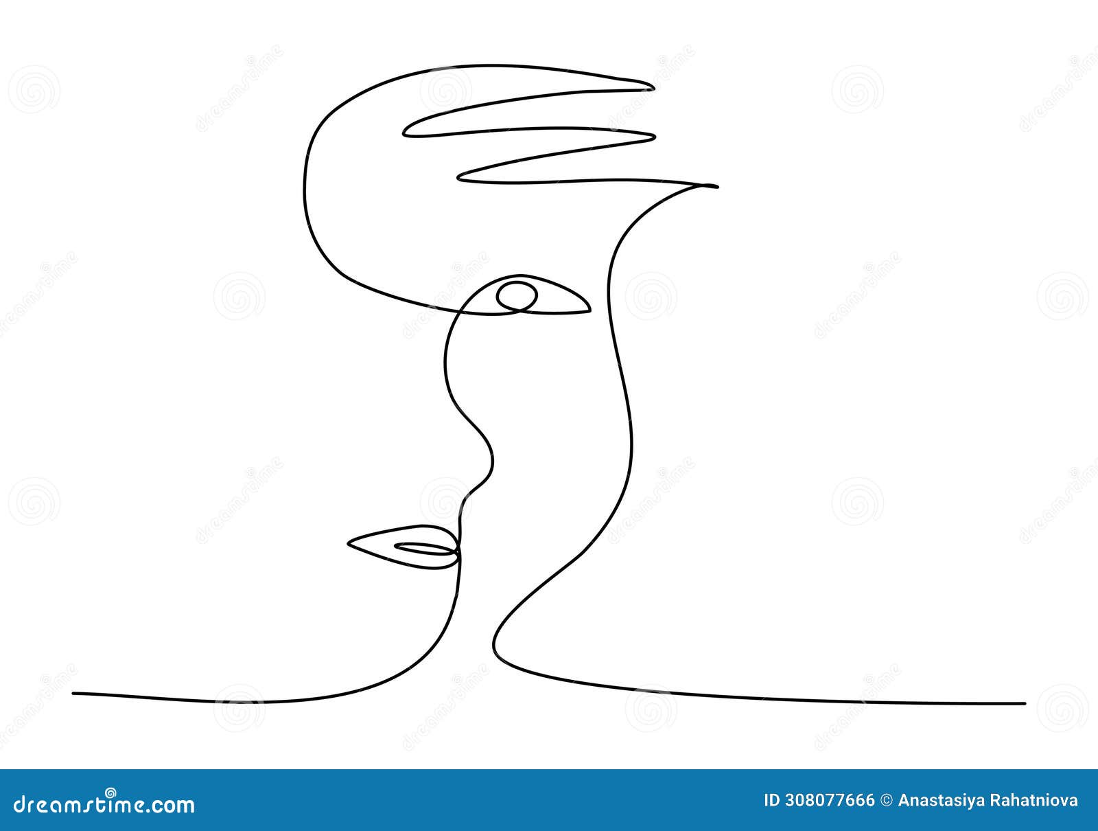 Woman Face, One Line Drawing Vector Illustration Stock Vector ...