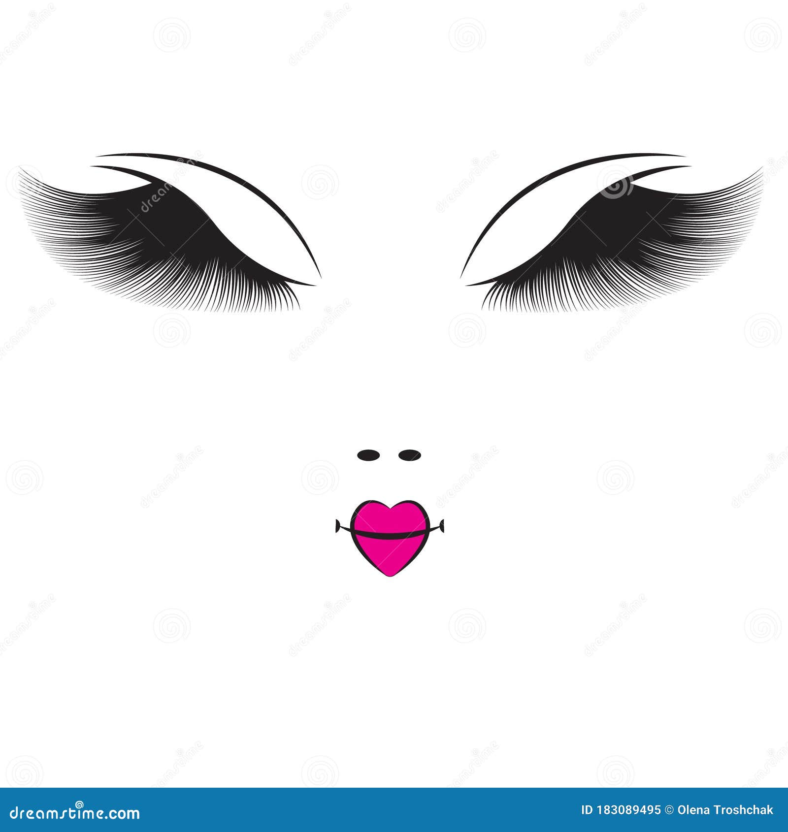 Woman Face Outline with Log Eyelashes Stock Vector - Illustration of ...