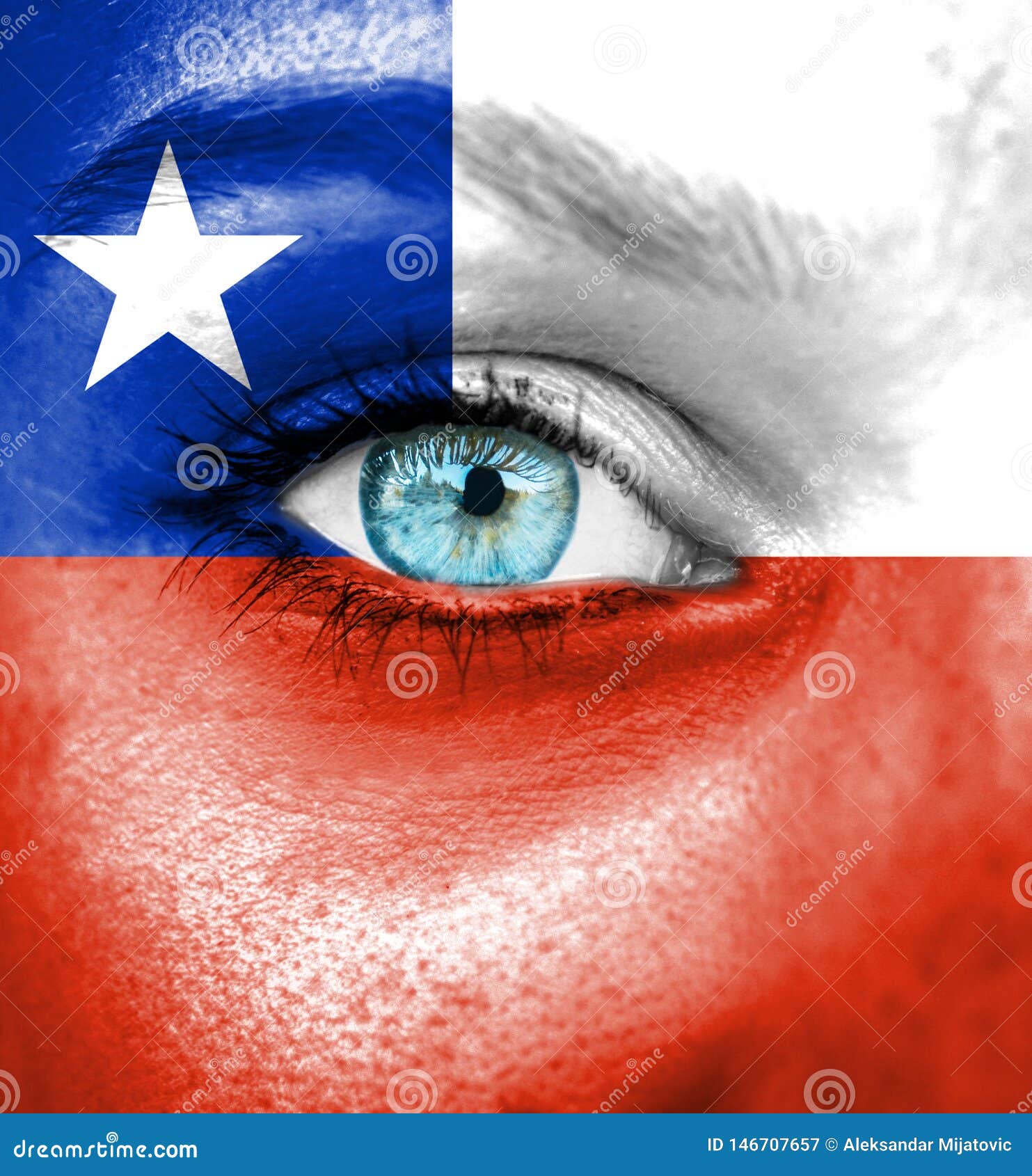 Woman Face Painted with Flag of Chile Stock Image - Image of chilean ...